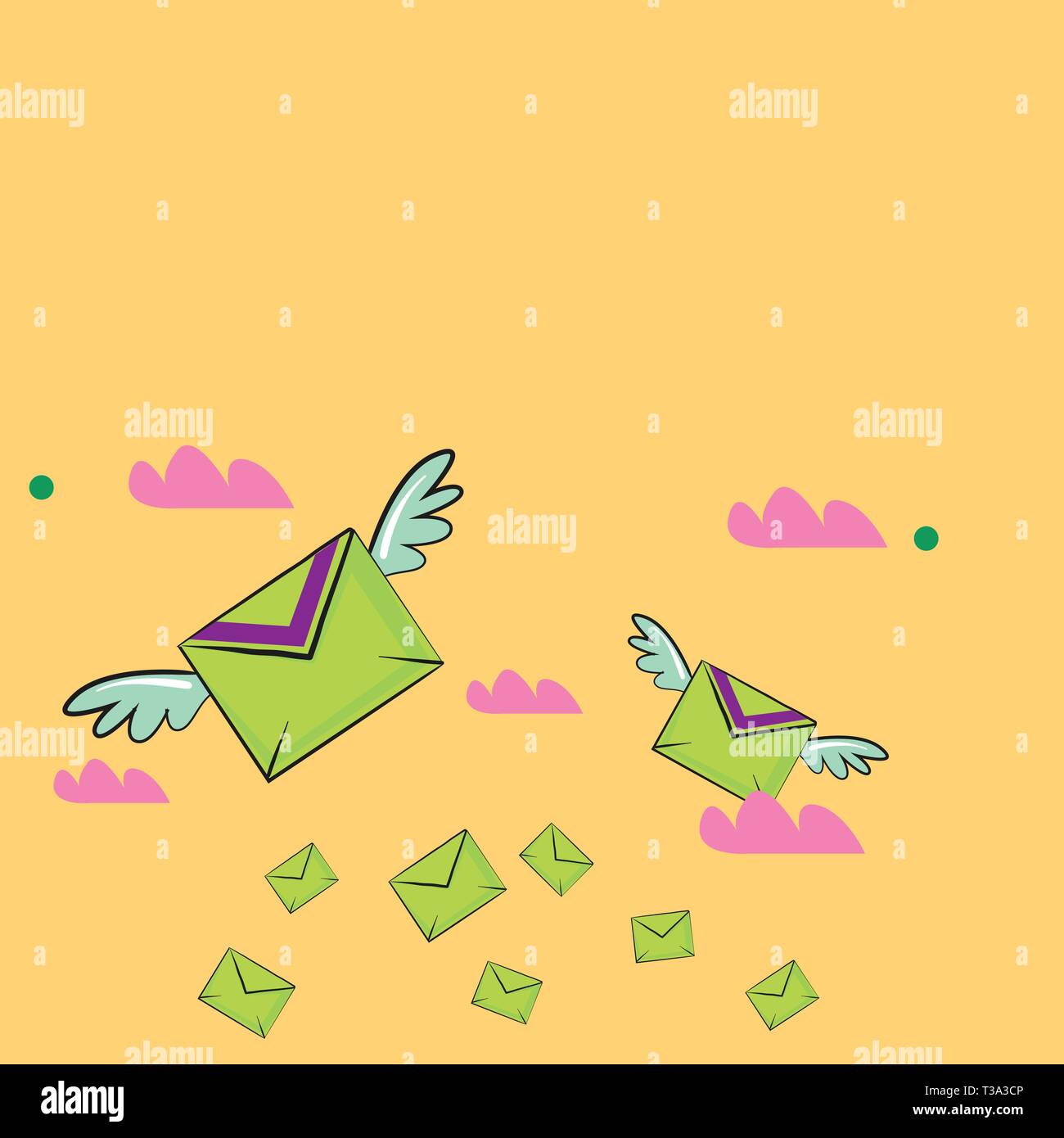 Many Colorful Airmail Flying Letter Envelopes and Two of Them with ...