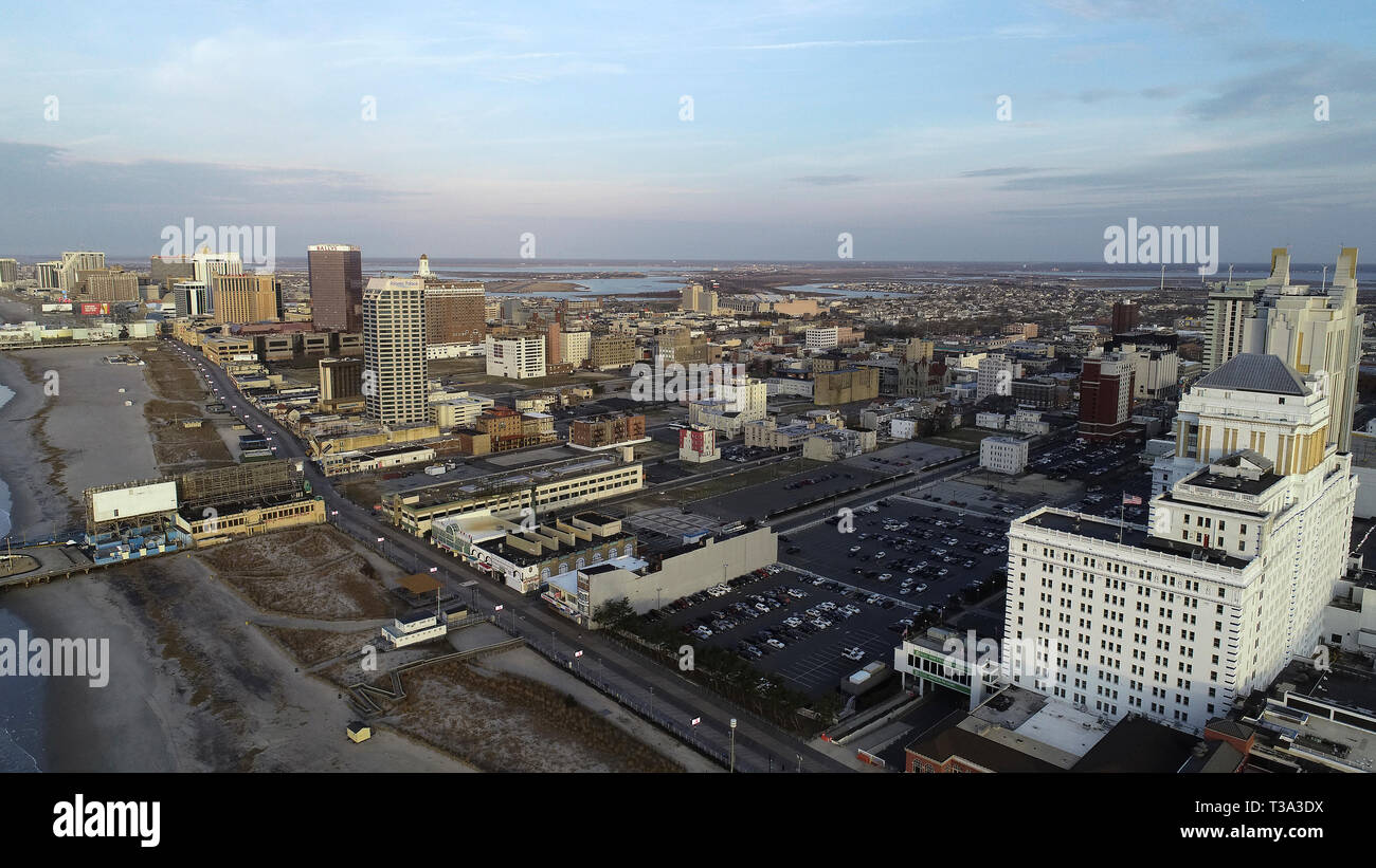Aerial view of Atlantic City Strip and Boardwalk Stock Photo - Alamy