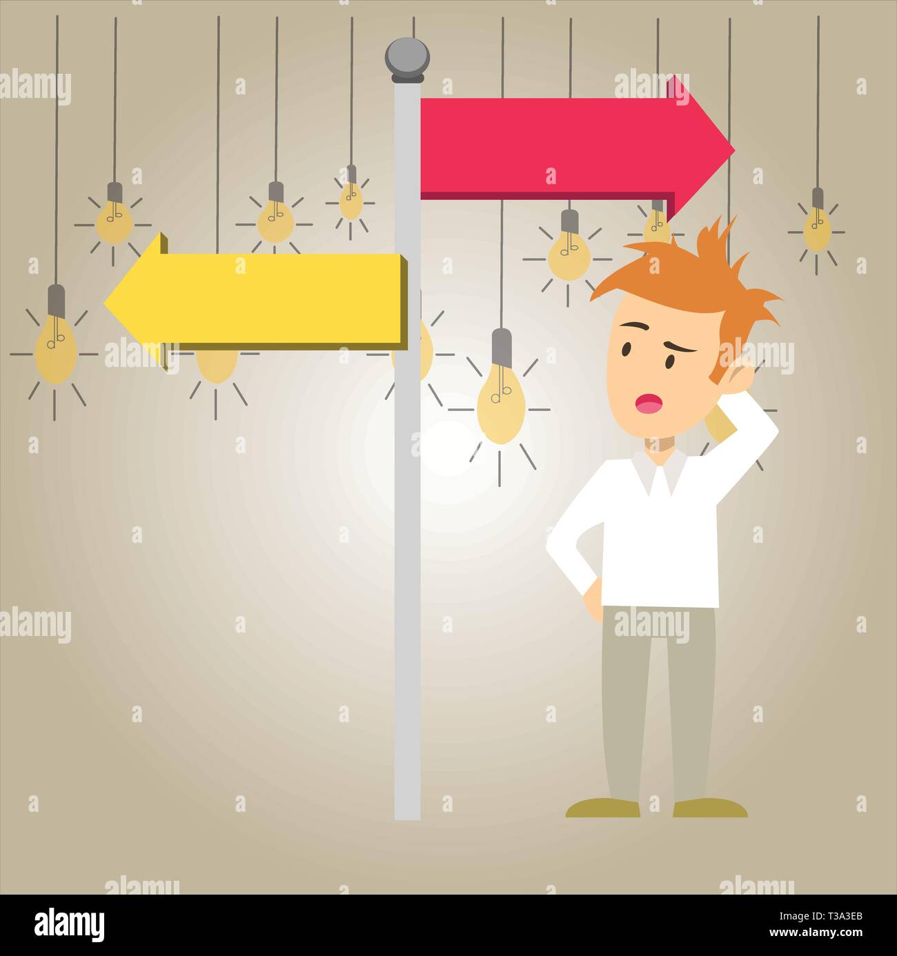 Man Confused with the Road Sign Arrow Pointing to Opposite Side ...