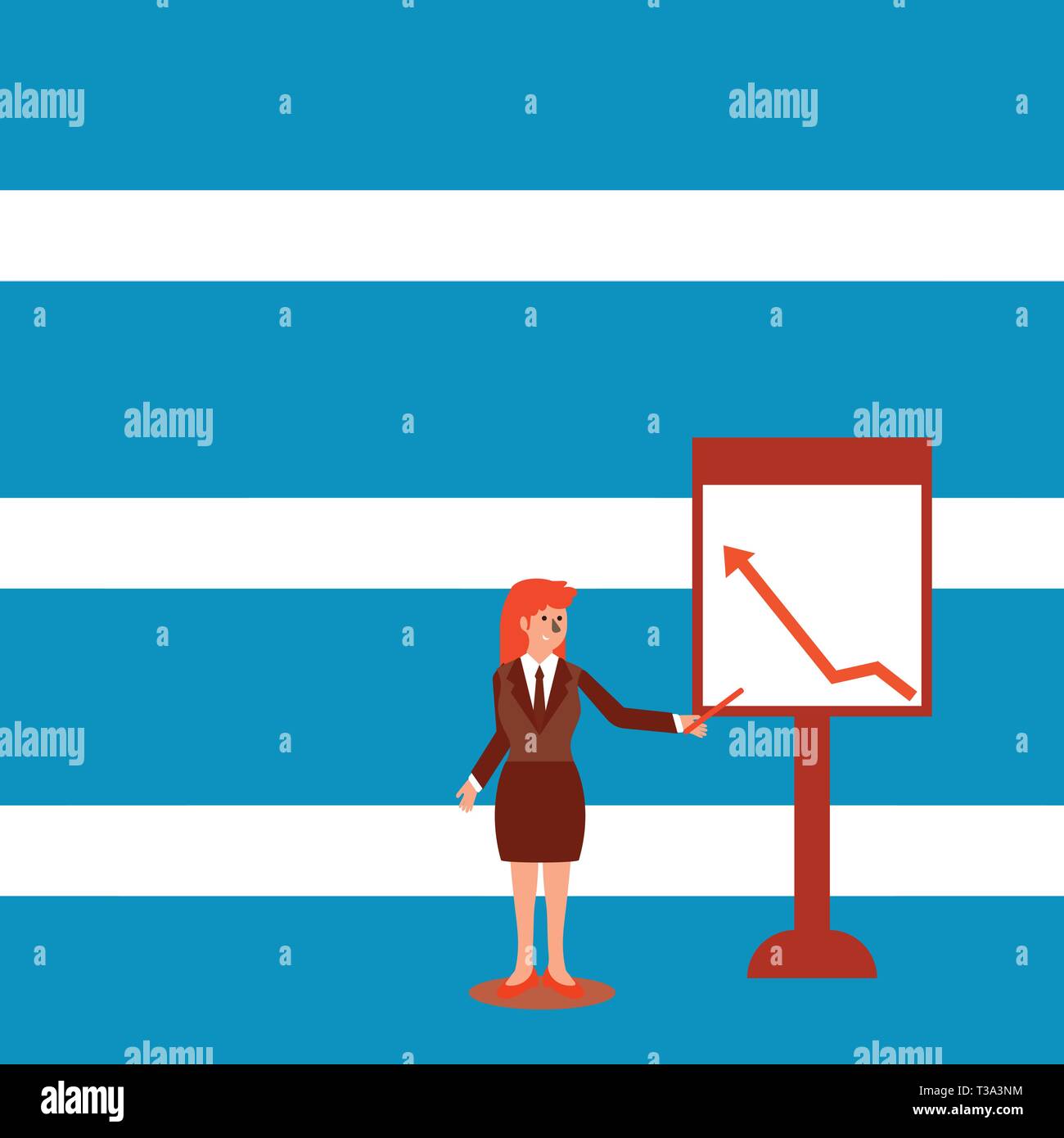 Businesswoman Holding Stick Pointing to Chart of Arrow Upward on ...