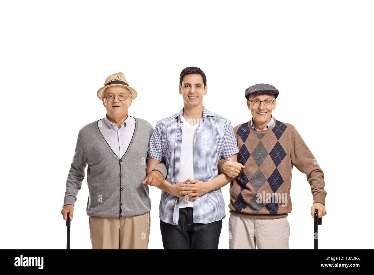 Two elderly people walking canes hi-res stock photography and images ...