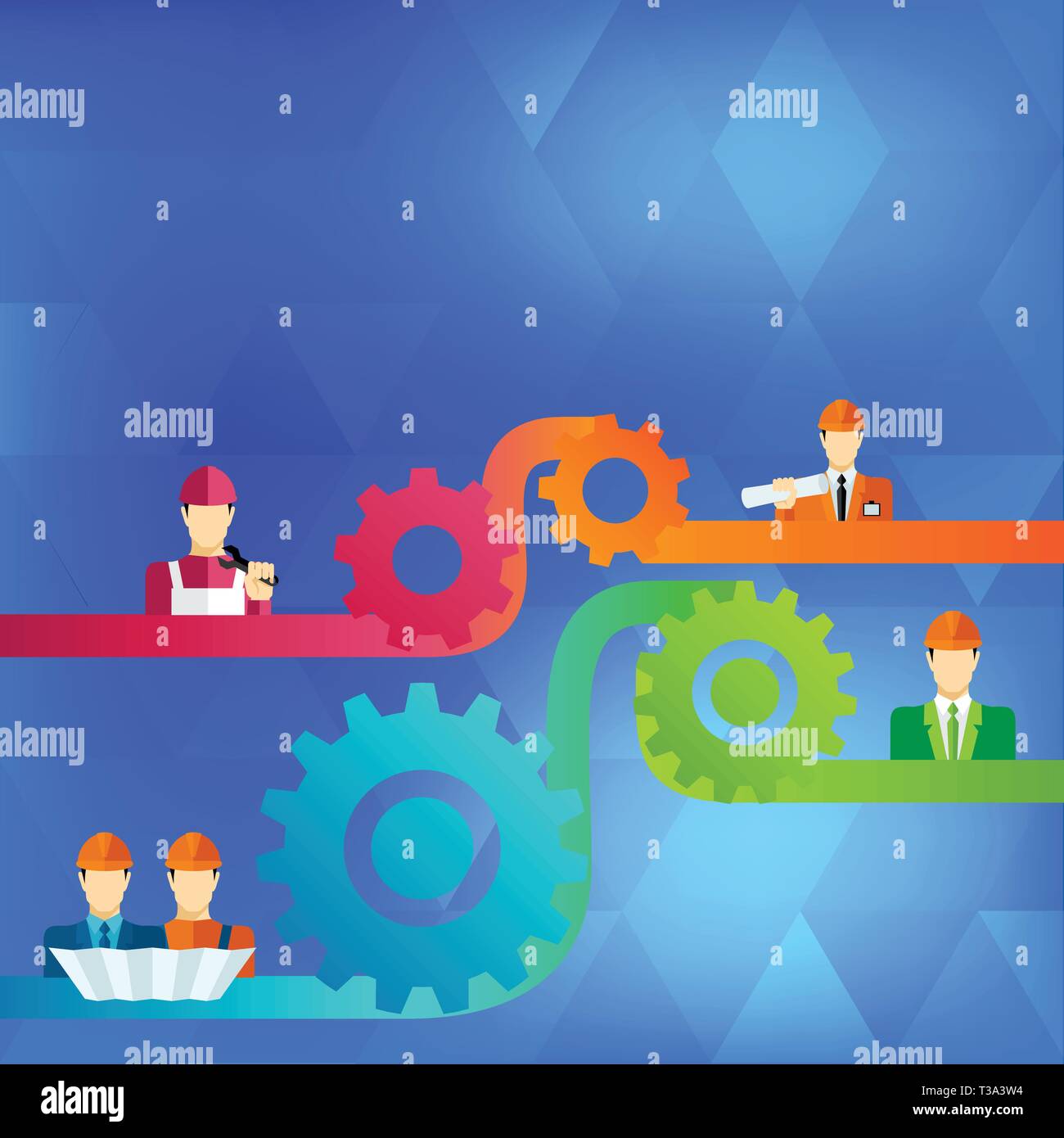 Cog Gear Setting Icon Connecting Men from Different Professional ...