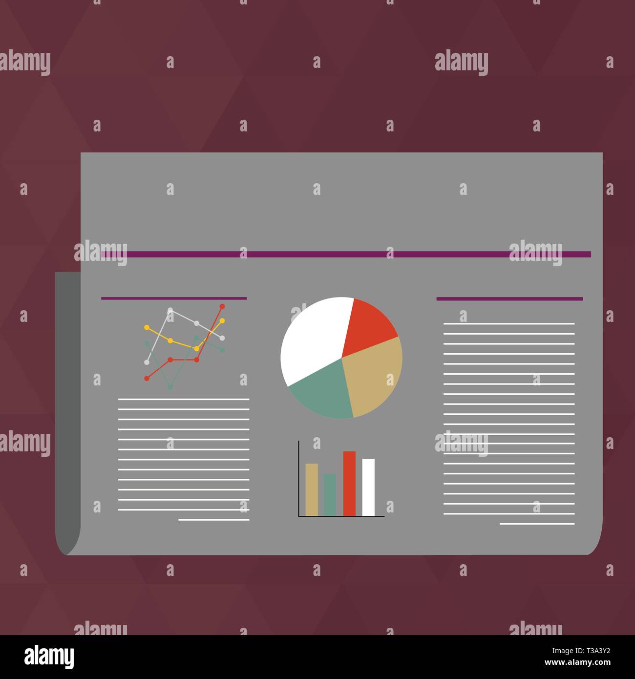 Colorful Layout Design Plan of Text Line, Bar, Linear and Pie Chart ...