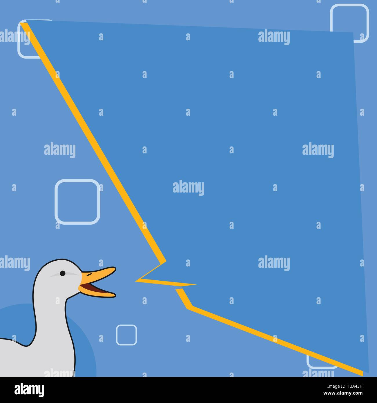 Illustration of Duck Speaking with Uneven Shape Blank Blue Speech ...