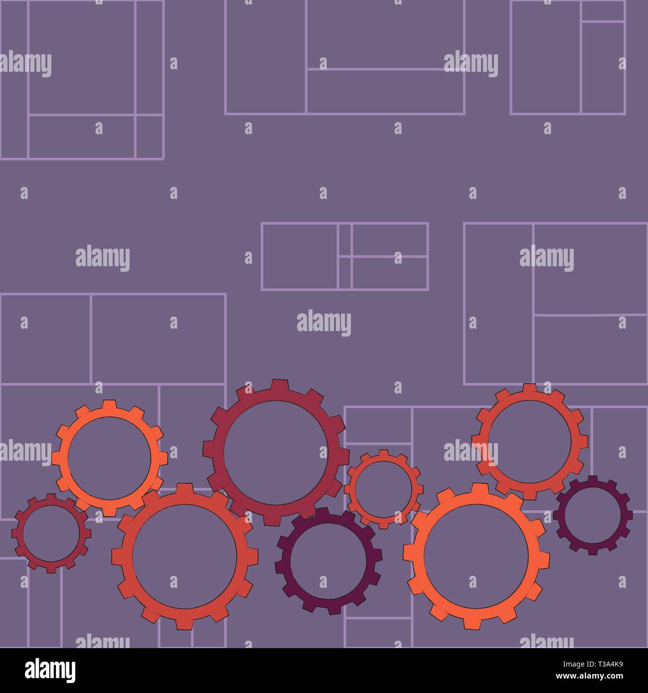 Colorful Cog Wheel Gear Engaging, Interlocking and Tesselating Flat ...