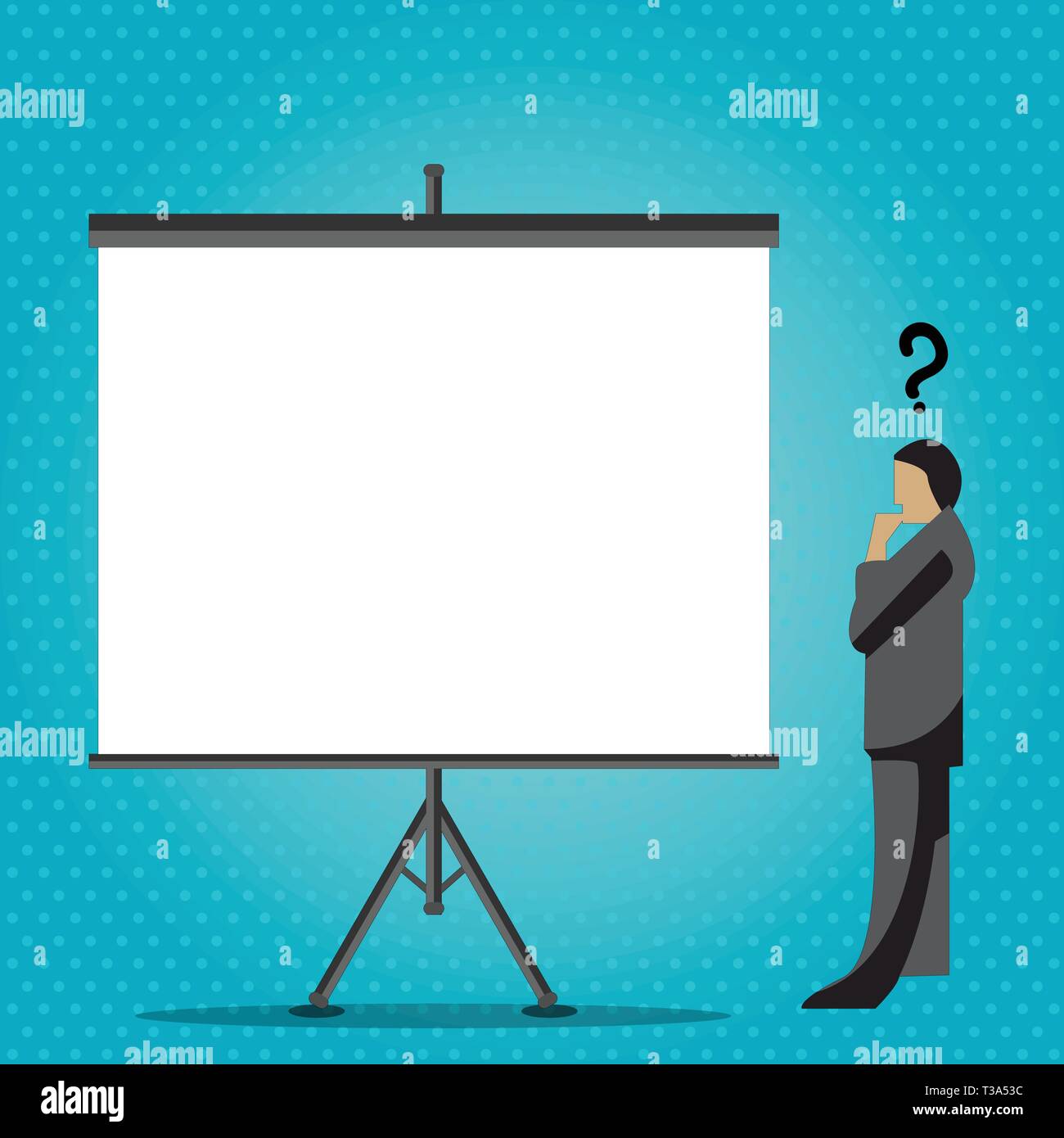 Businessman with Question Mark Above his Head Standing Beside Blank ...