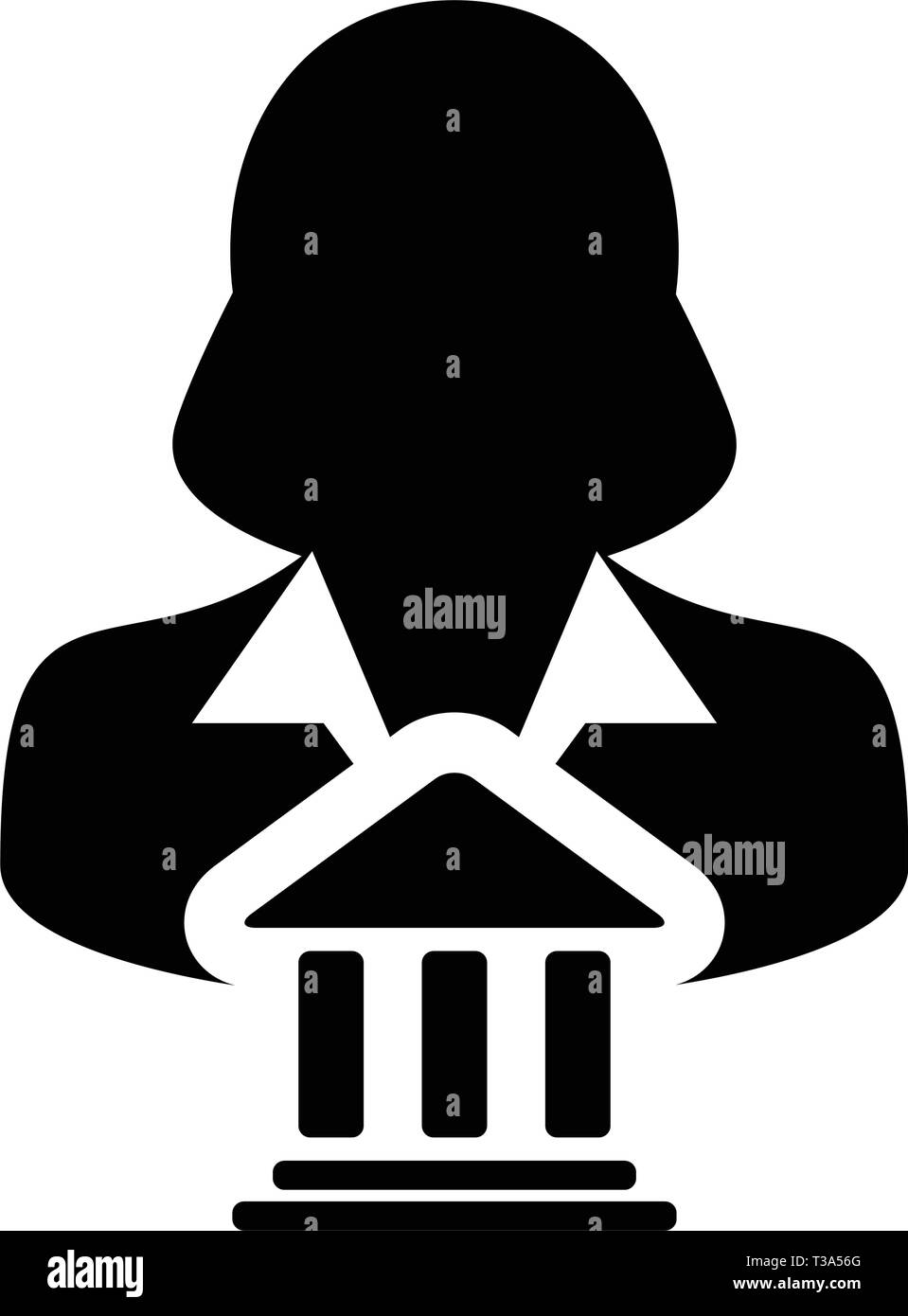 Political icon vector with female person profile avatar with building ...