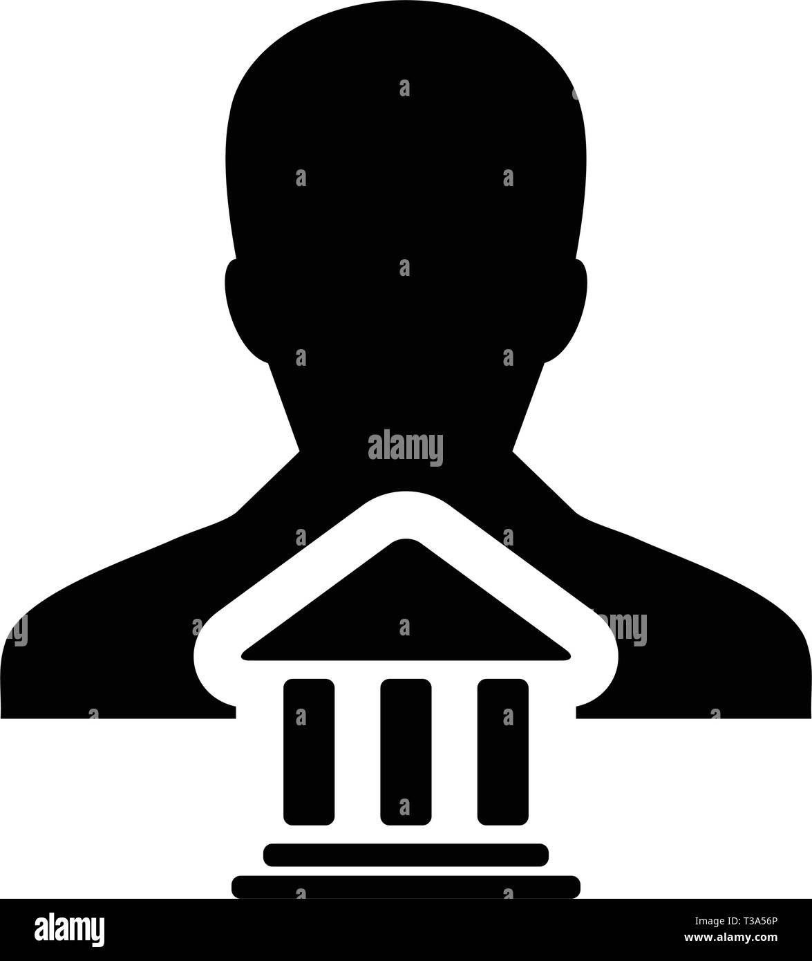Banking icon vector with male person profile avatar with building ...