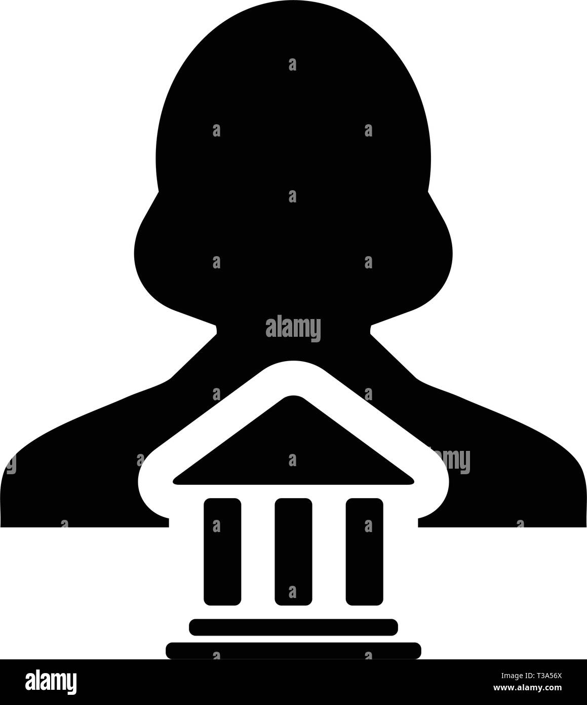 Legal icon vector with female person profile avatar with building ...