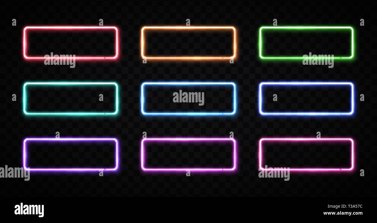 Colorful neon frames set. Rectangle backgrounds Stock Vector Image ...