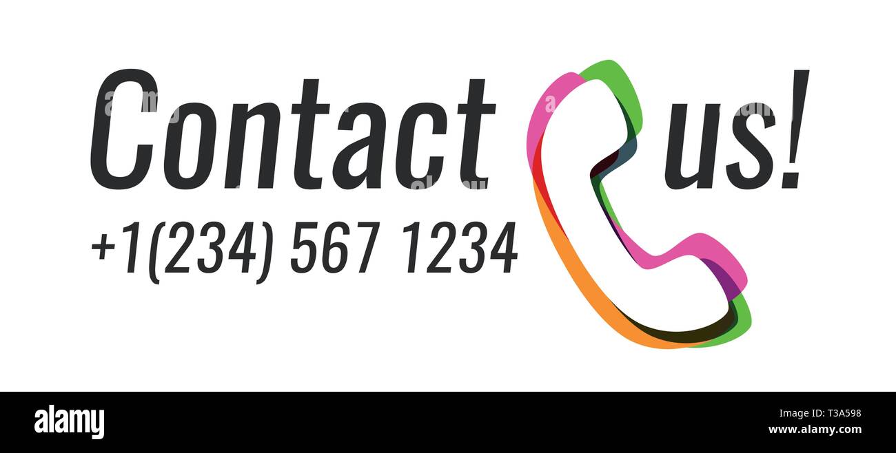 Contact us - Colorful style icon of Phone and call to action. Vector ...