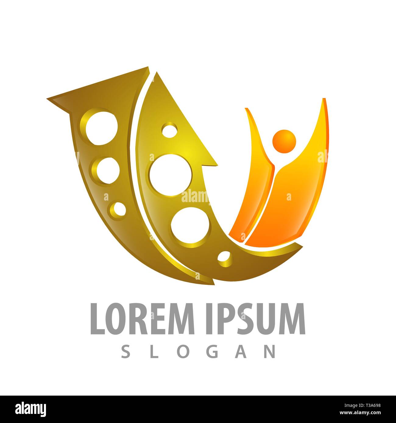Arrow up people concept design. 3D style gold symbol graphic template ...