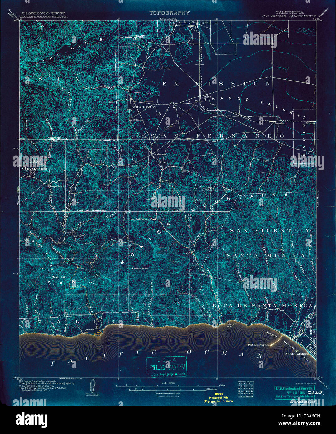 USGS TOPO Map California CA Calabasas 296956 1903 62500 Inverted ...