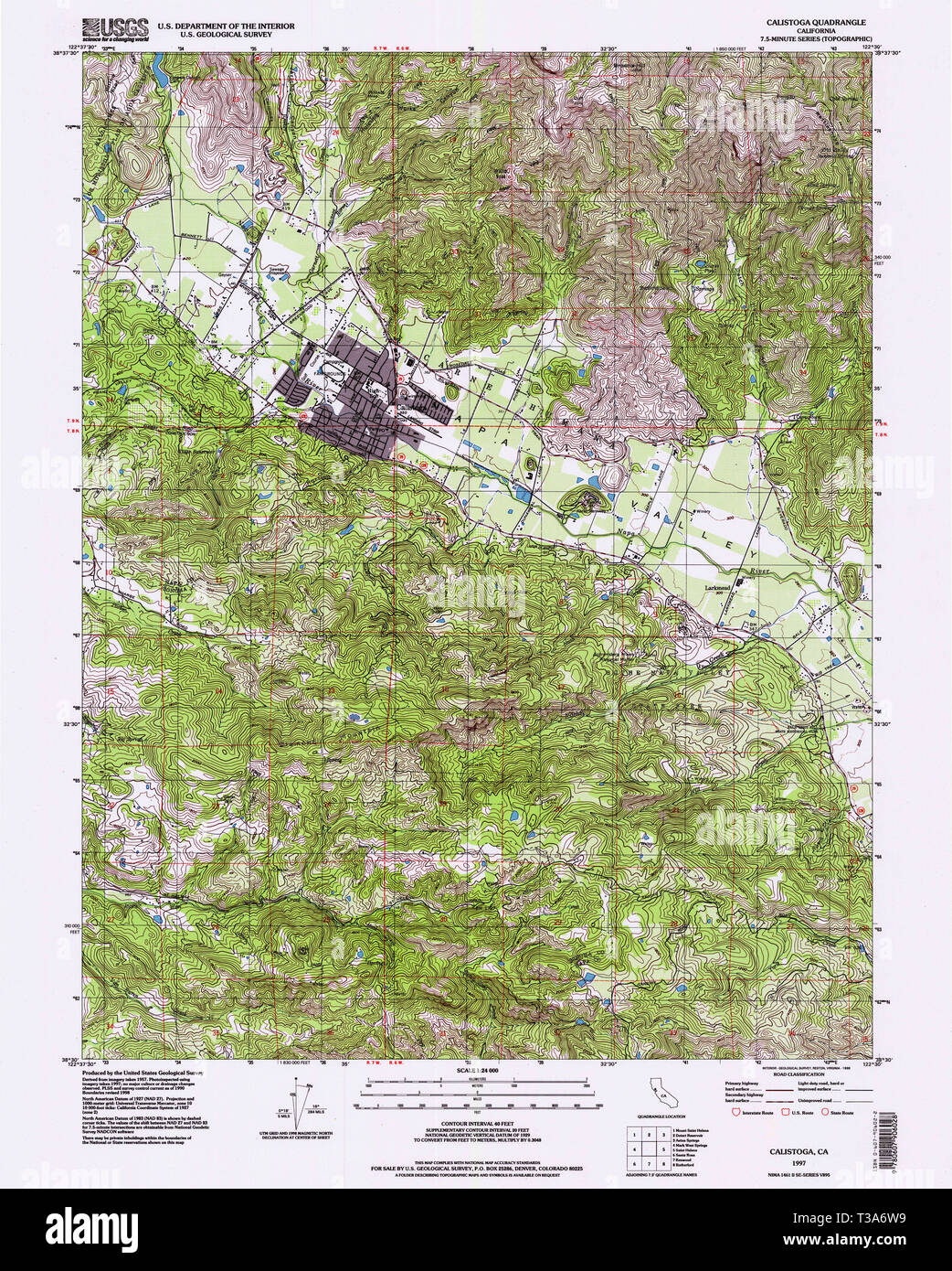 Calistoga map hi-res stock photography and images - Alamy