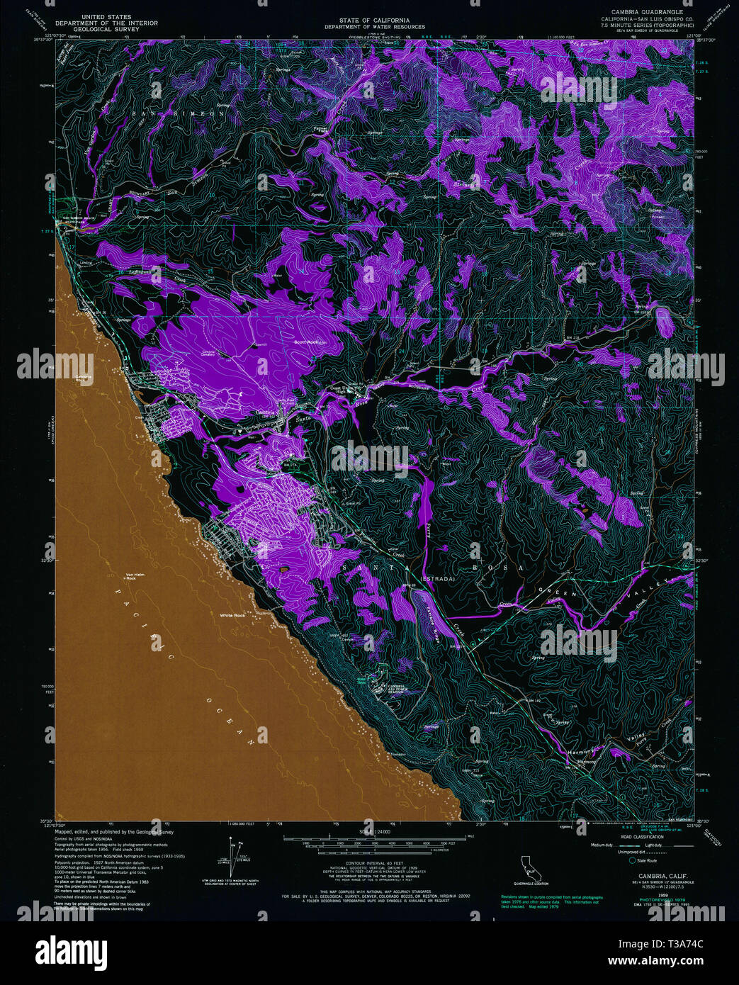 Map of cambria california hi-res stock photography and images - Alamy