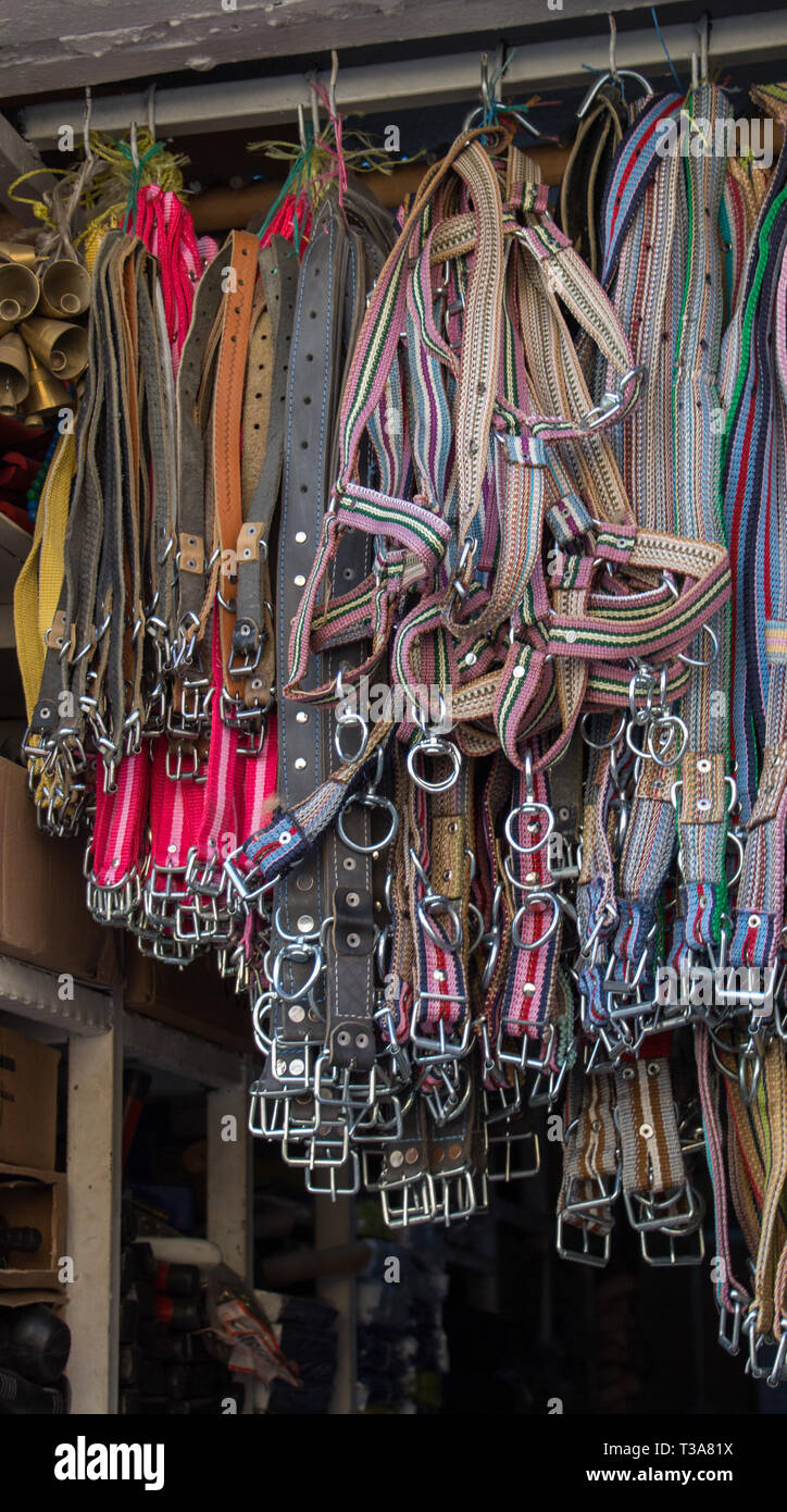 Belts with buckles as element of clothing design Stock Photo - Alamy