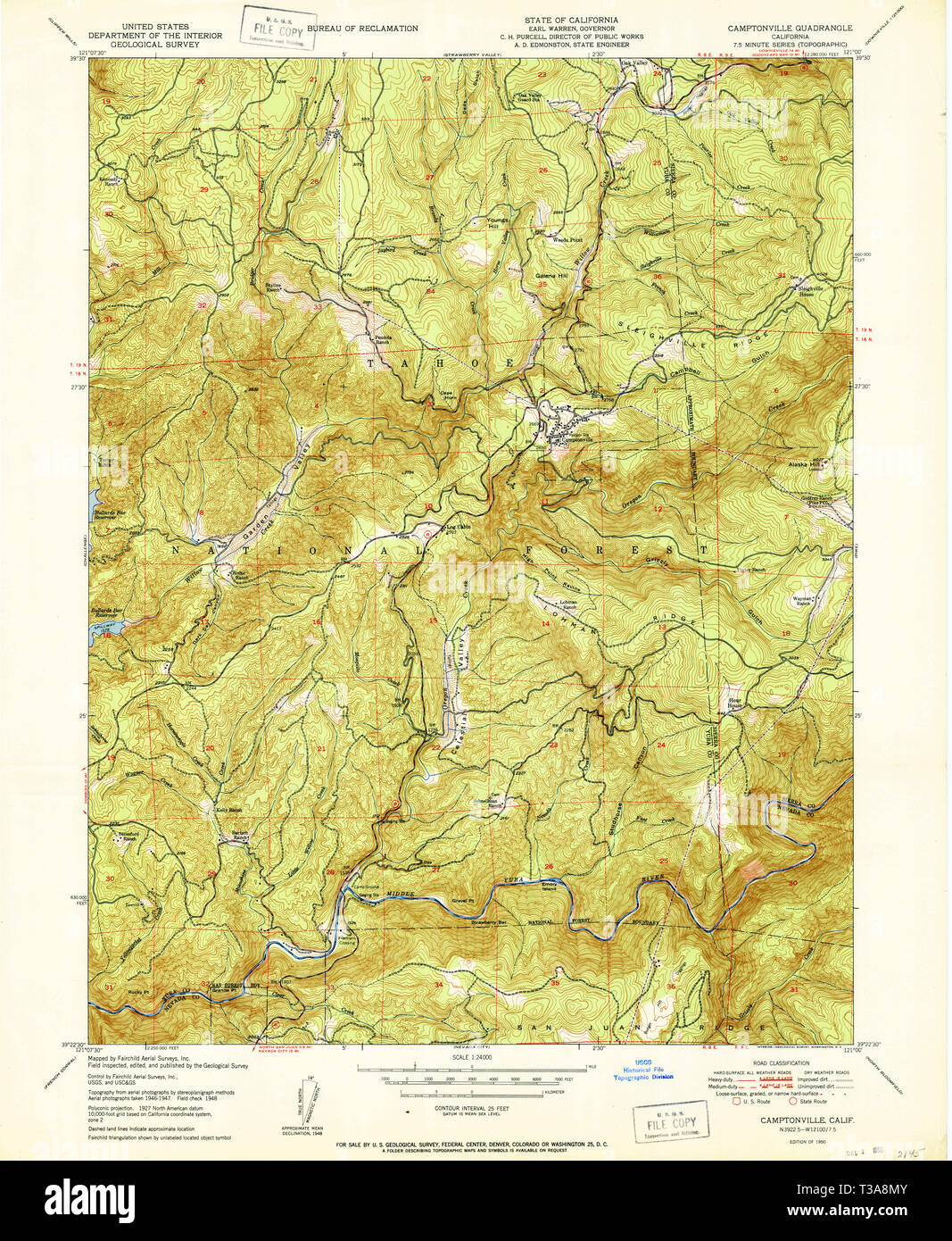 Map of california 1950 hi-res stock photography and images - Alamy