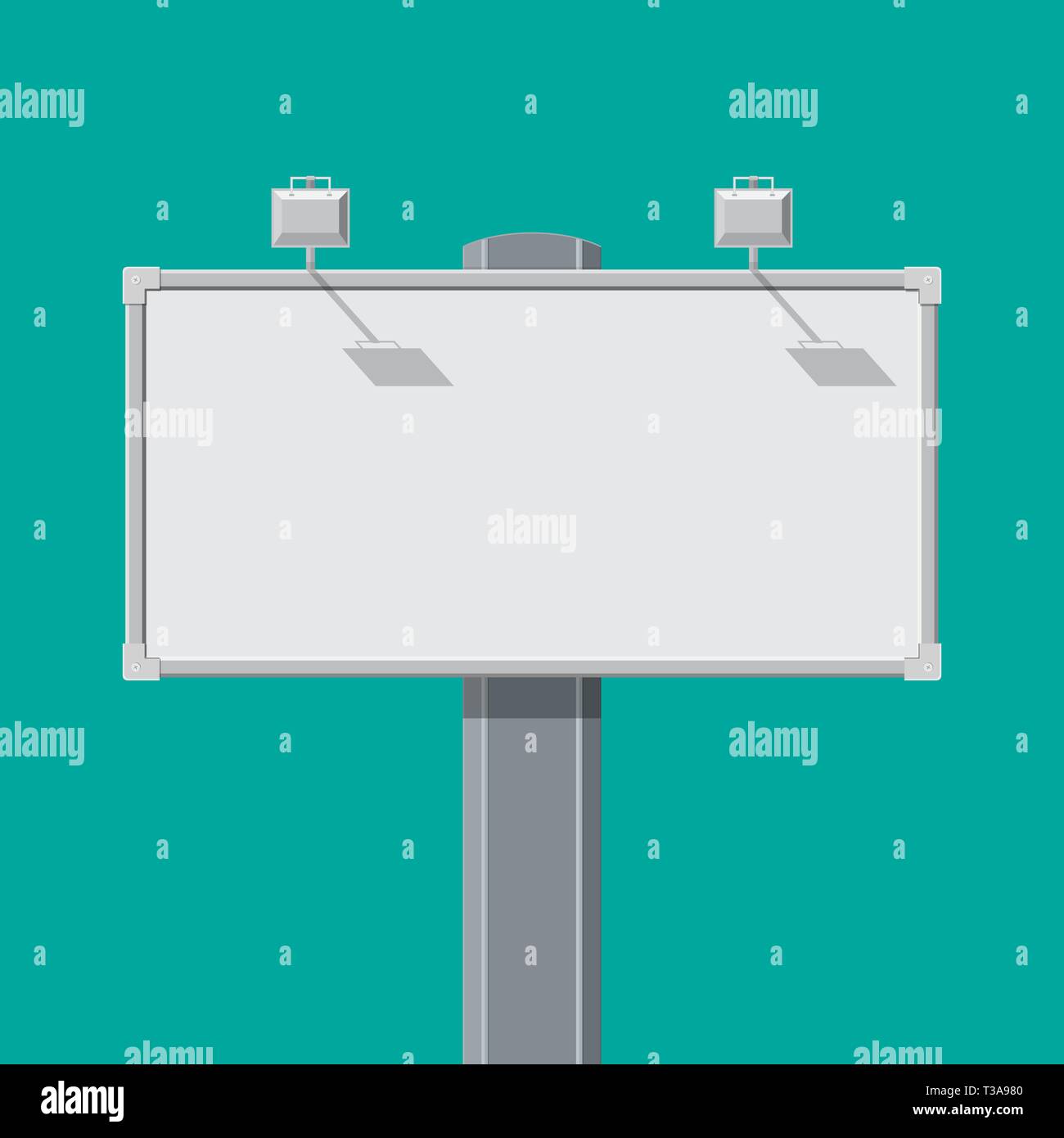 Empty big board or billboard with lamp. Blank mockup. Marketing and ...