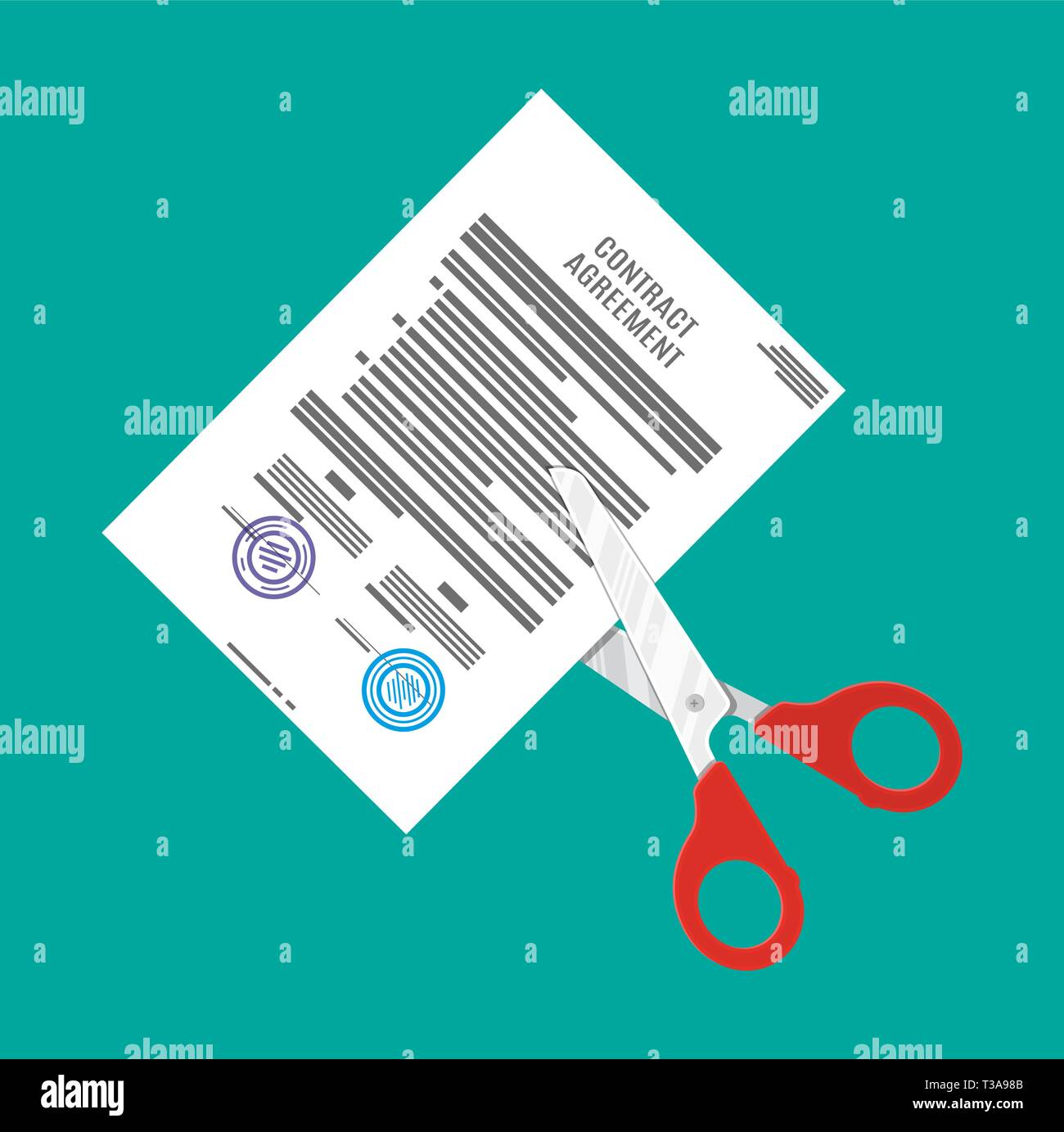 Scissors cutting contract document. Contract termination concept ...