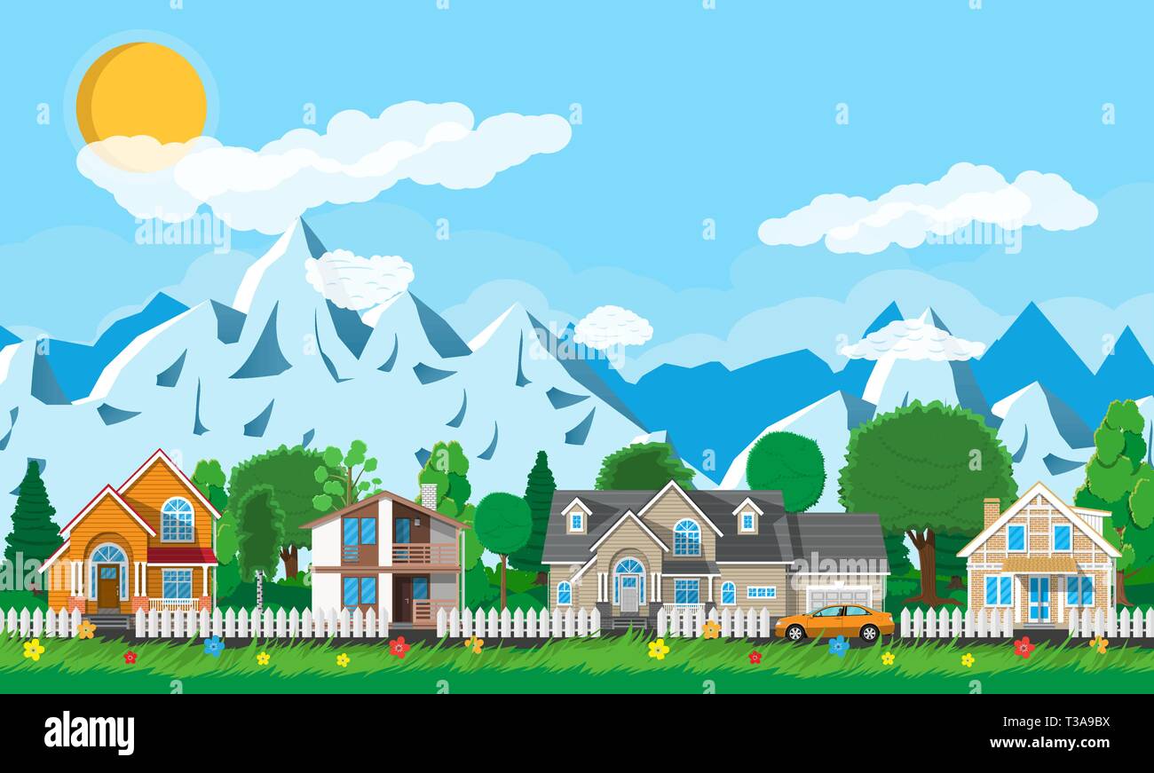 Mountain road trees rocky Stock Vector Images - Alamy