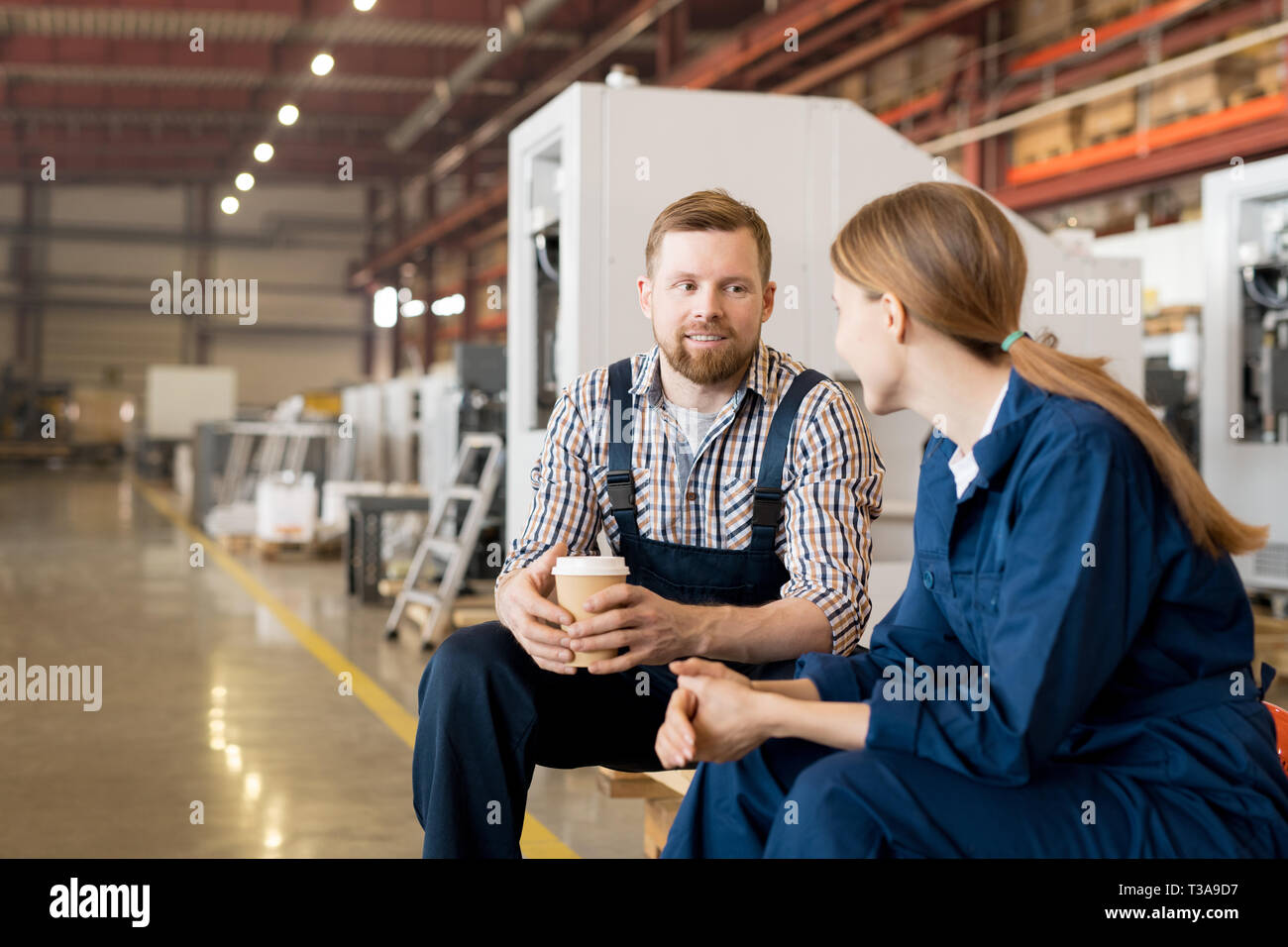 Tea break in workshop Stock Photo - Alamy