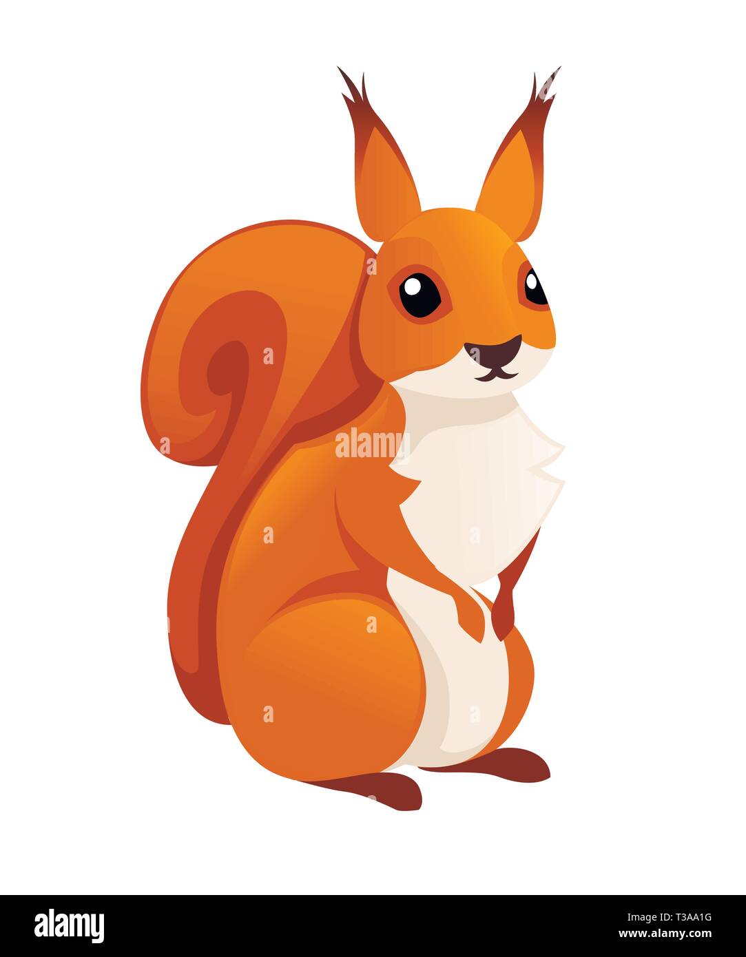 Cute little squirrel sit on floor. Cartoon animal character design ...