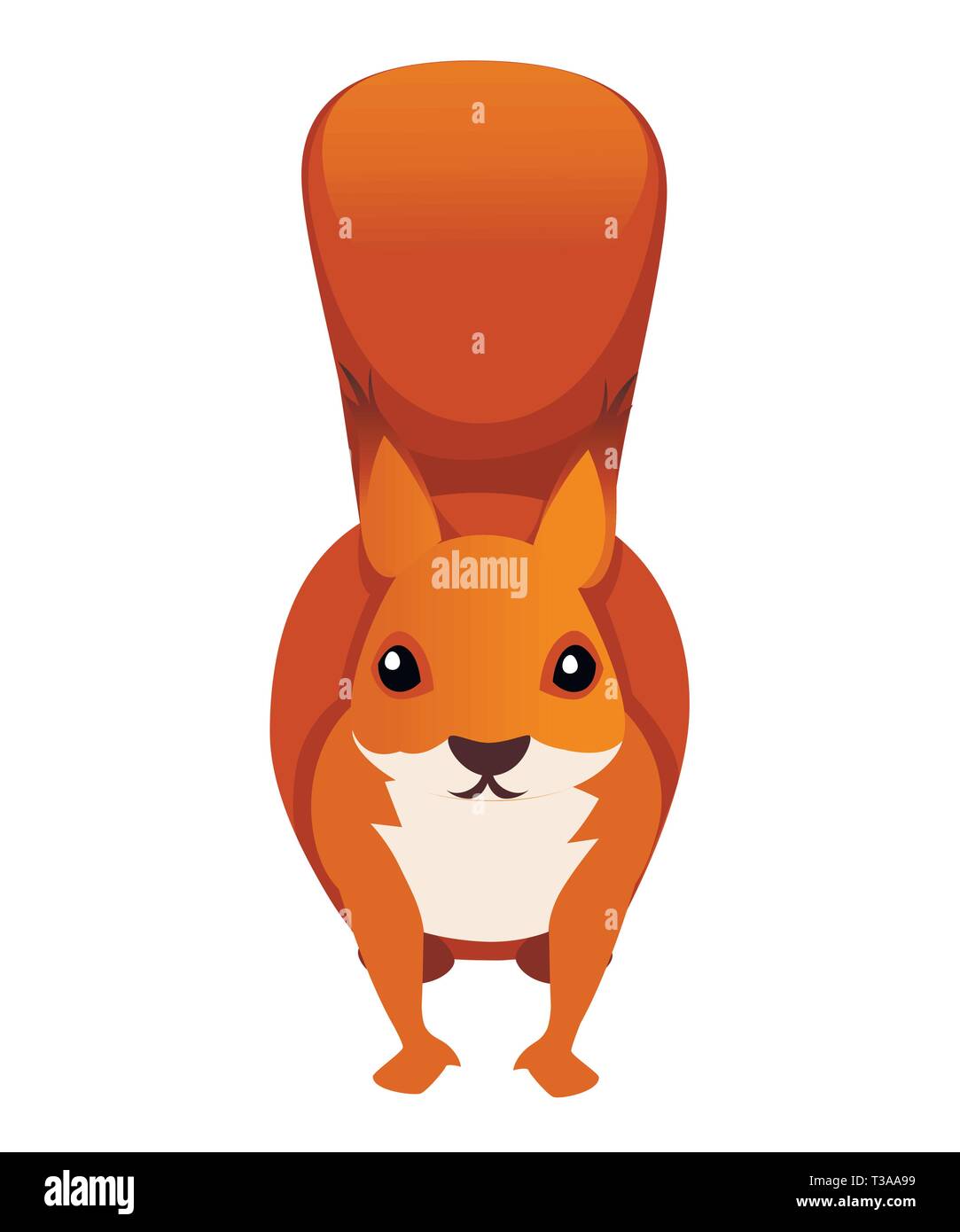 Cute little squirrel sit on floor. Cartoon animal character design ...