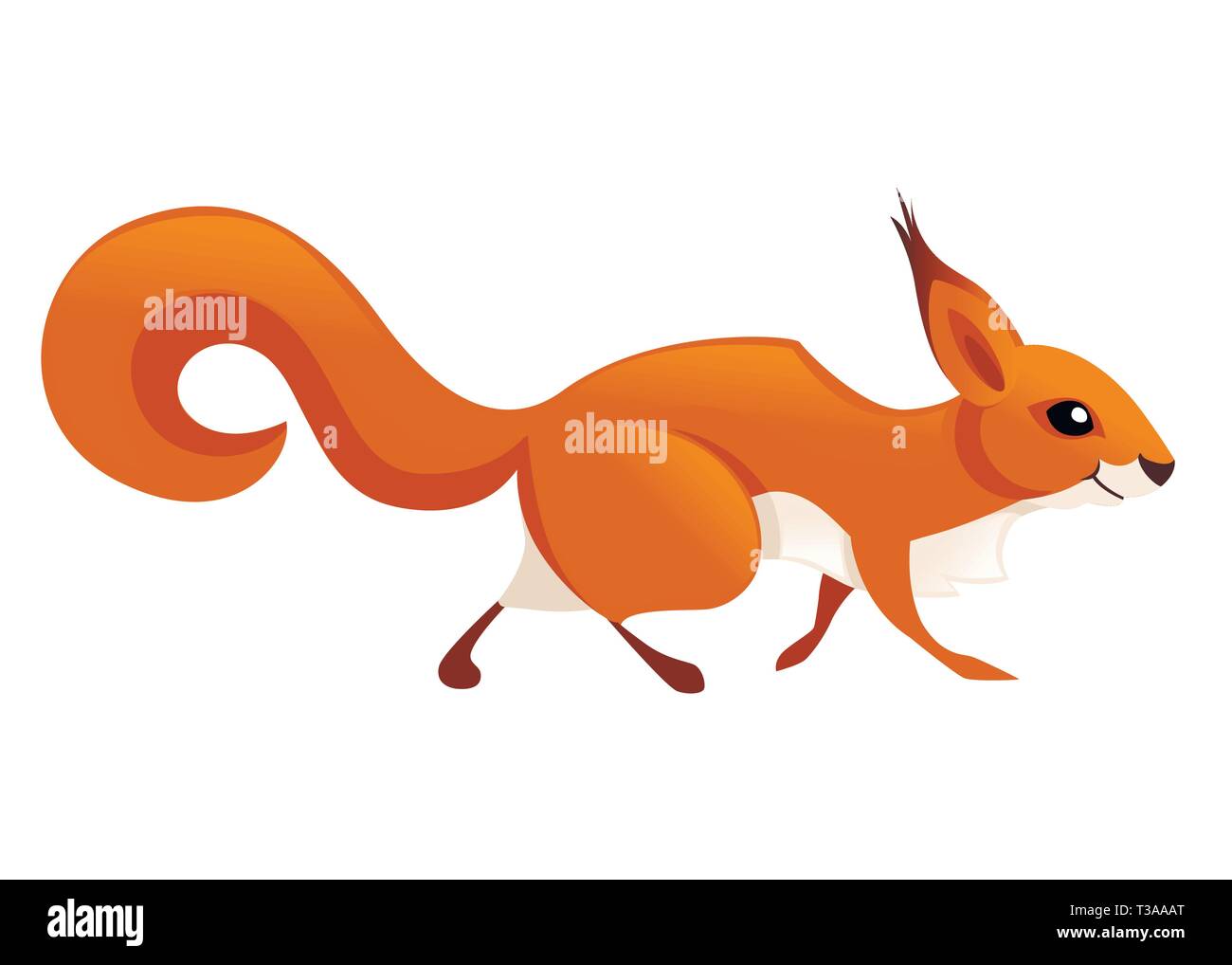 Cute little squirrel walk. Side view. Cartoon animal character design ...