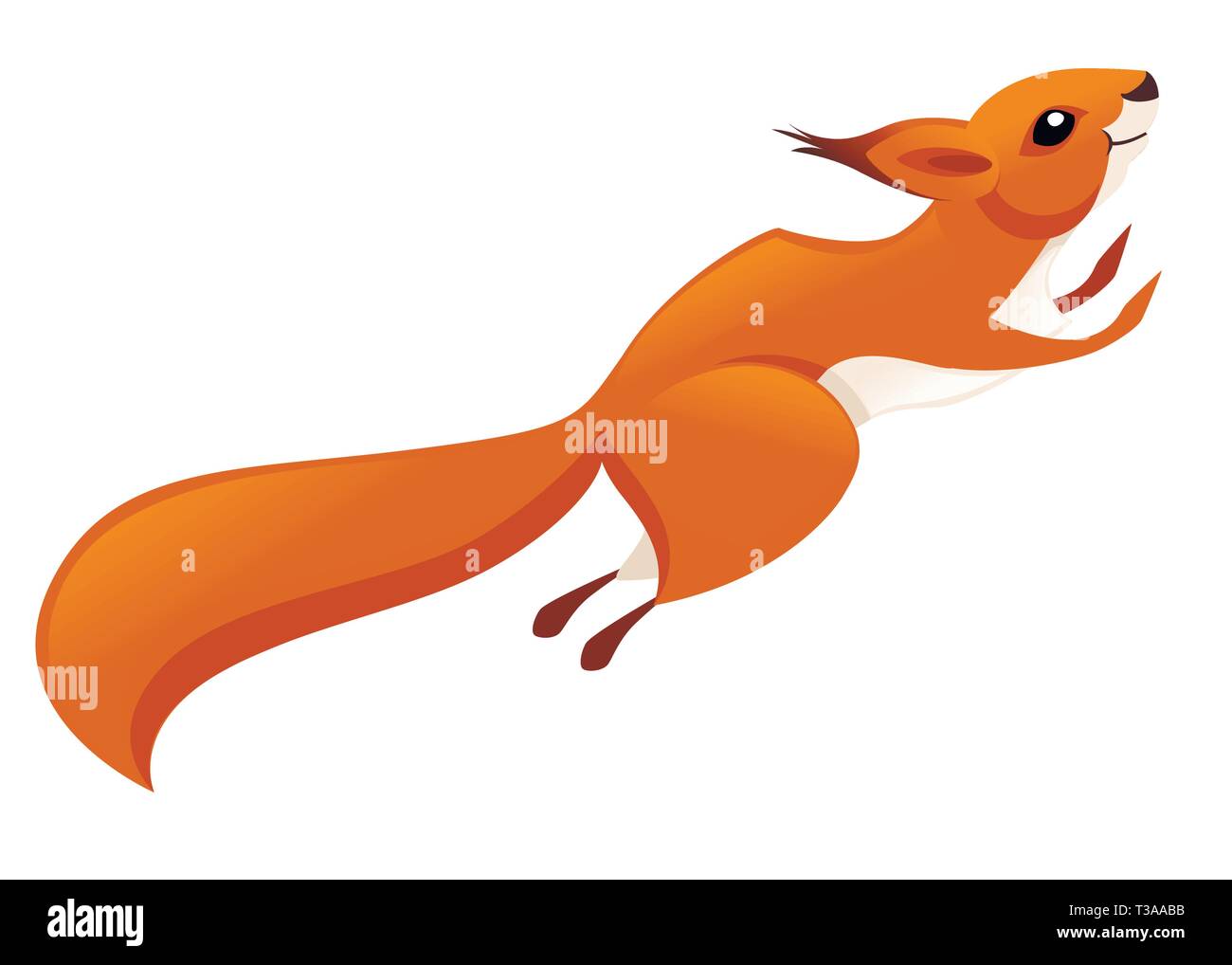 Cute little squirrel jumping up. Side view. Cartoon animal character ...