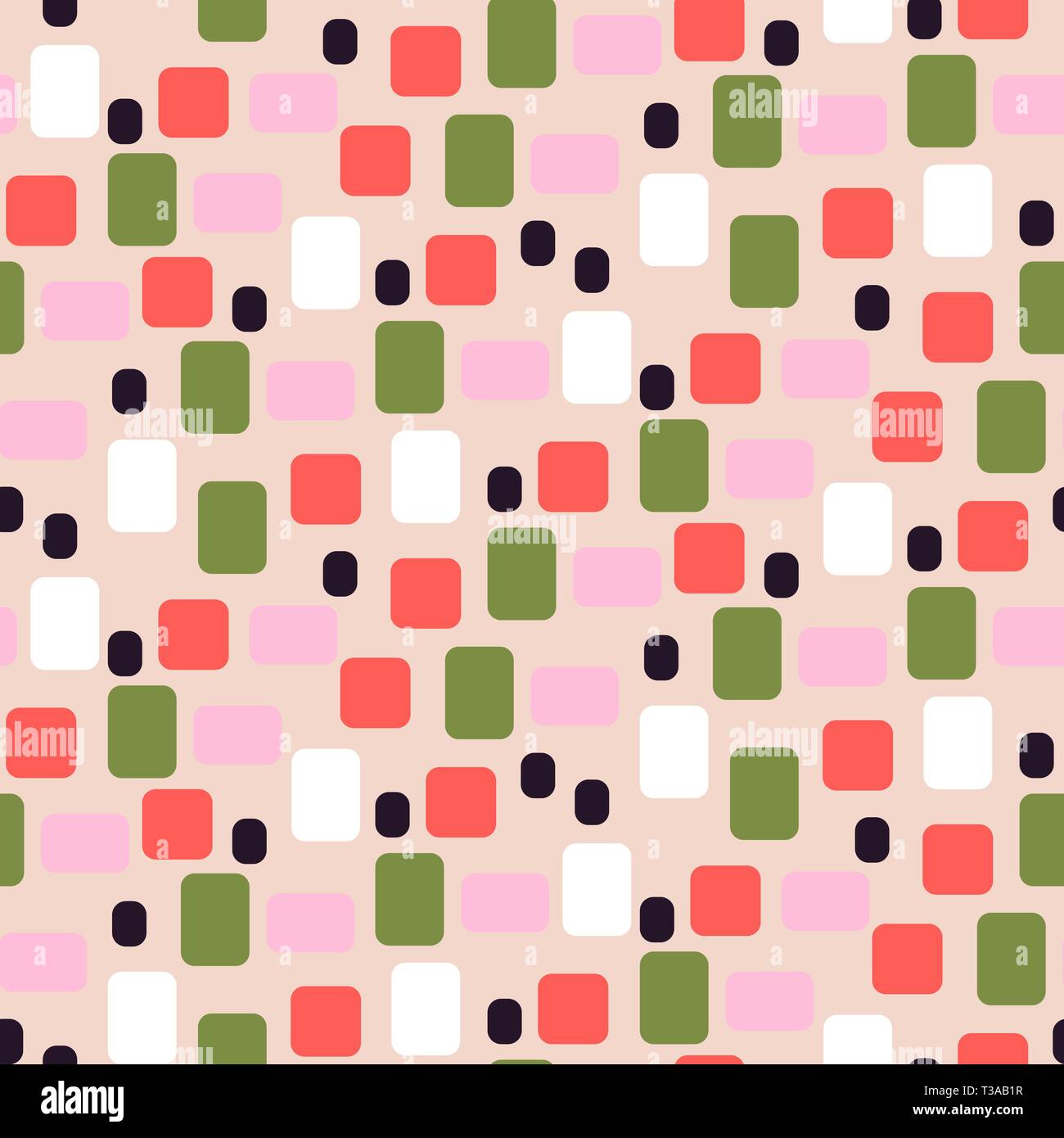 Simple geometric shapes pink and green seamless vector pattern Stock ...