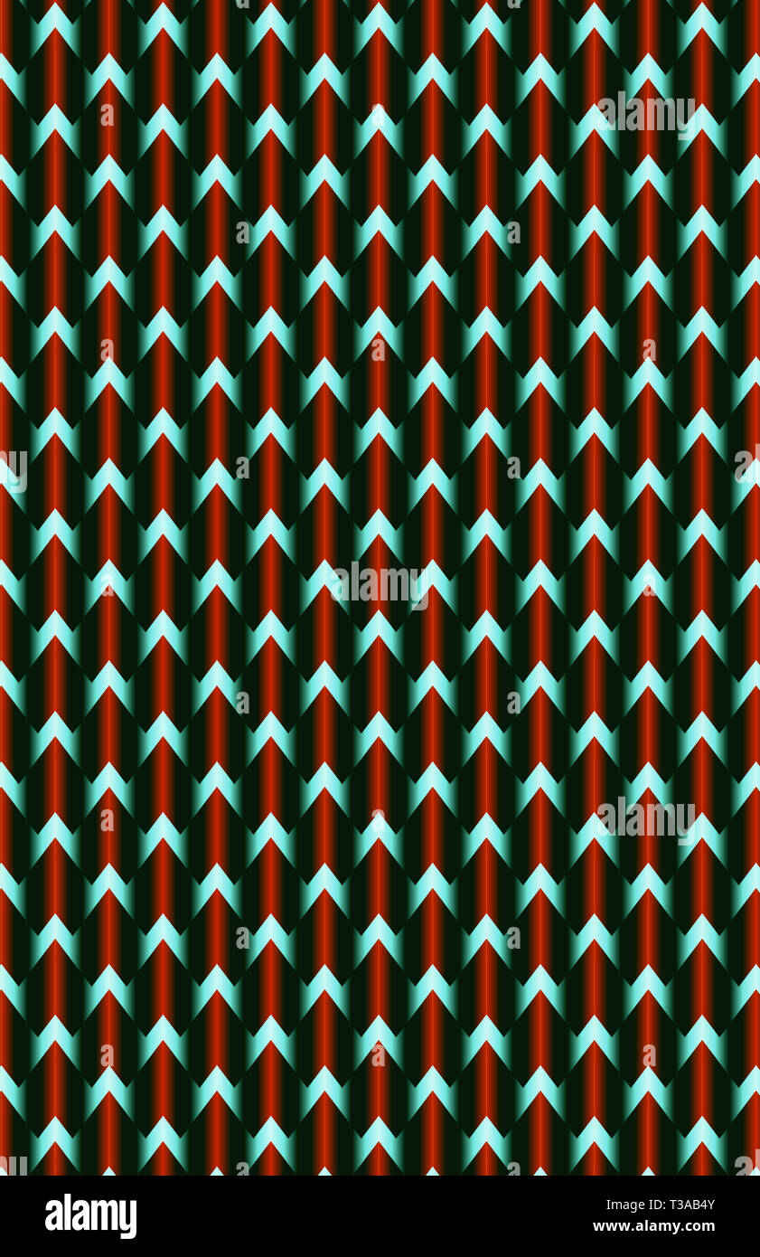 Vertical pattern of blue arrow shapes with red shafts Stock Photo - Alamy