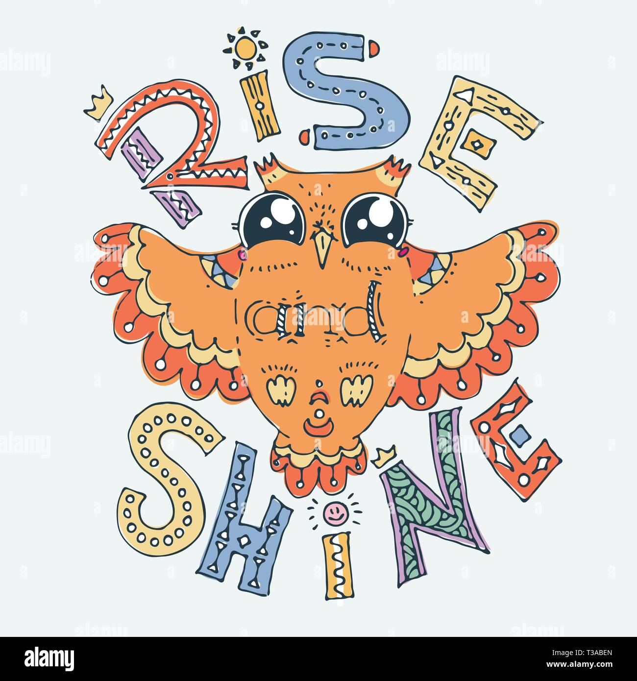 Rise and shine. Cute cartoon animal. Vector clip art illustration for ...