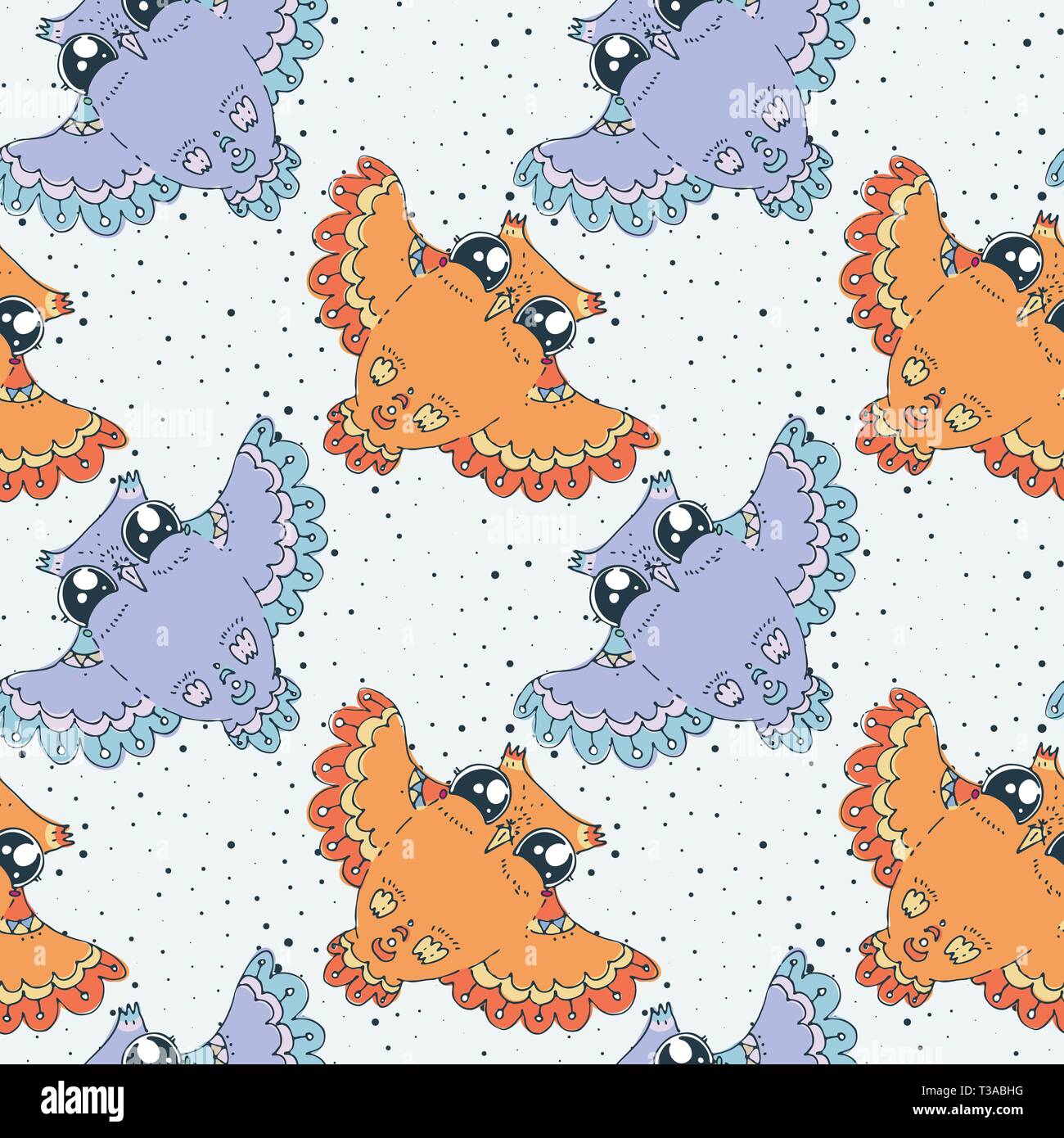 Seamless doodle pattern with cute elements. Endless vector image ...