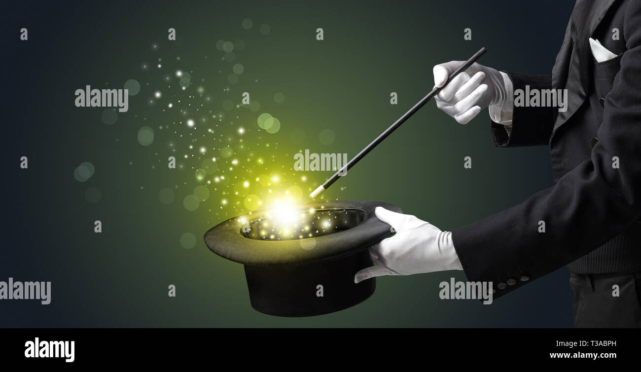 White glove hand conjuring something mysterious Stock Photo - Alamy