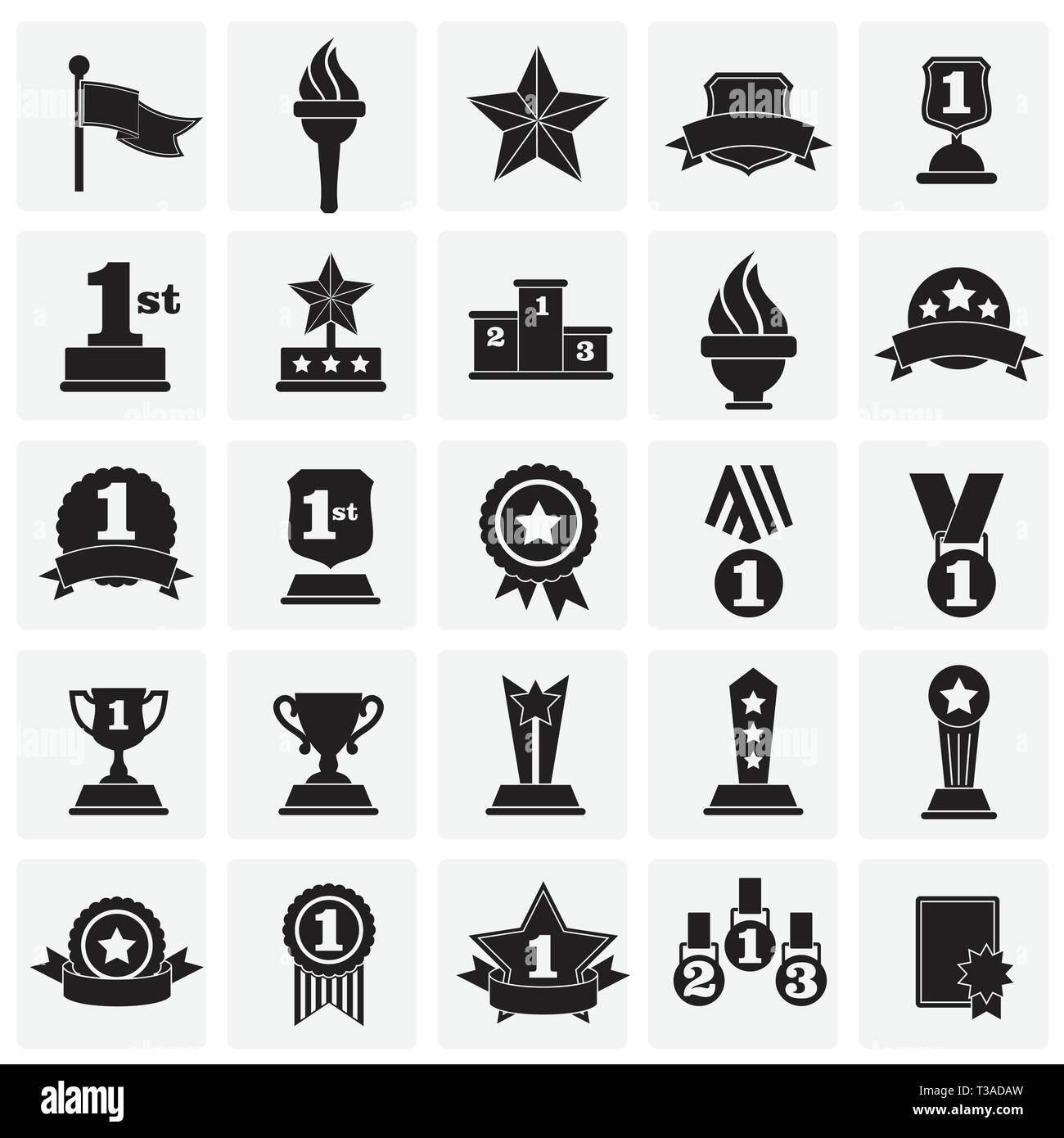 Awards icons set on squares background for graphic and web design ...