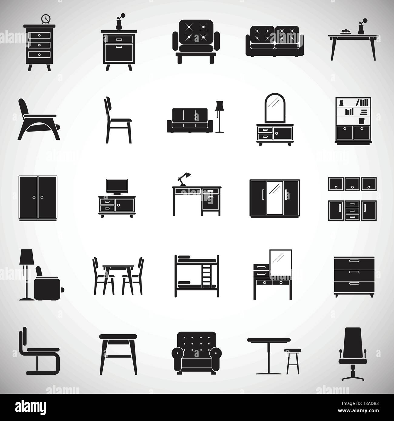 Furniture icons set on white background for graphic and web design ...