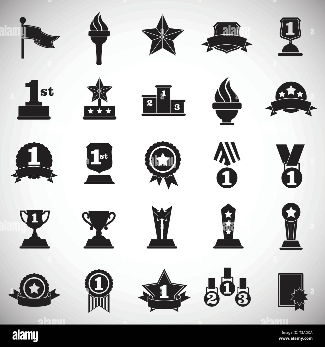 Awards icons set on white background for graphic and web design. Simple ...
