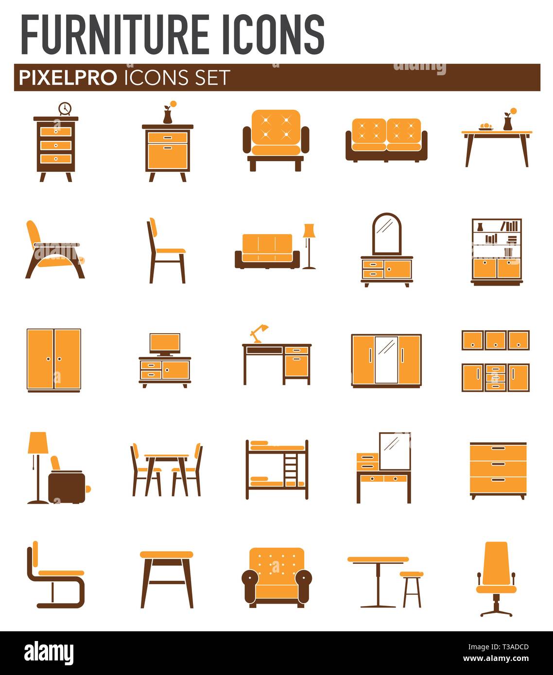 Furniture icons set on white background for graphic and web design ...