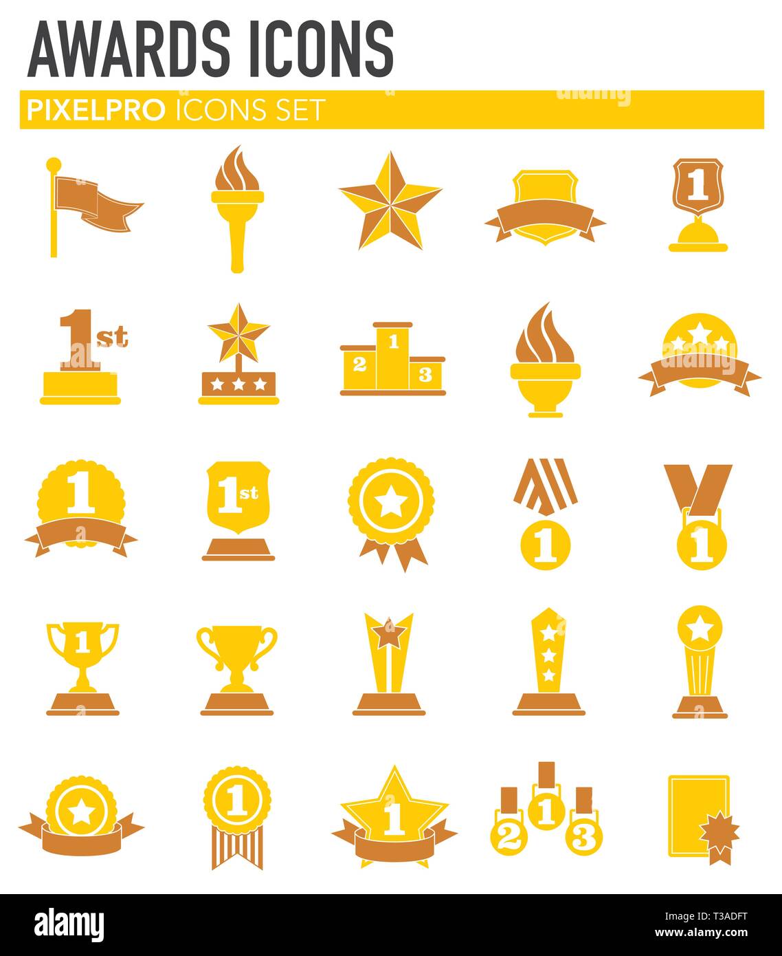 Awards icons set on white background for graphic and web design. Simple ...