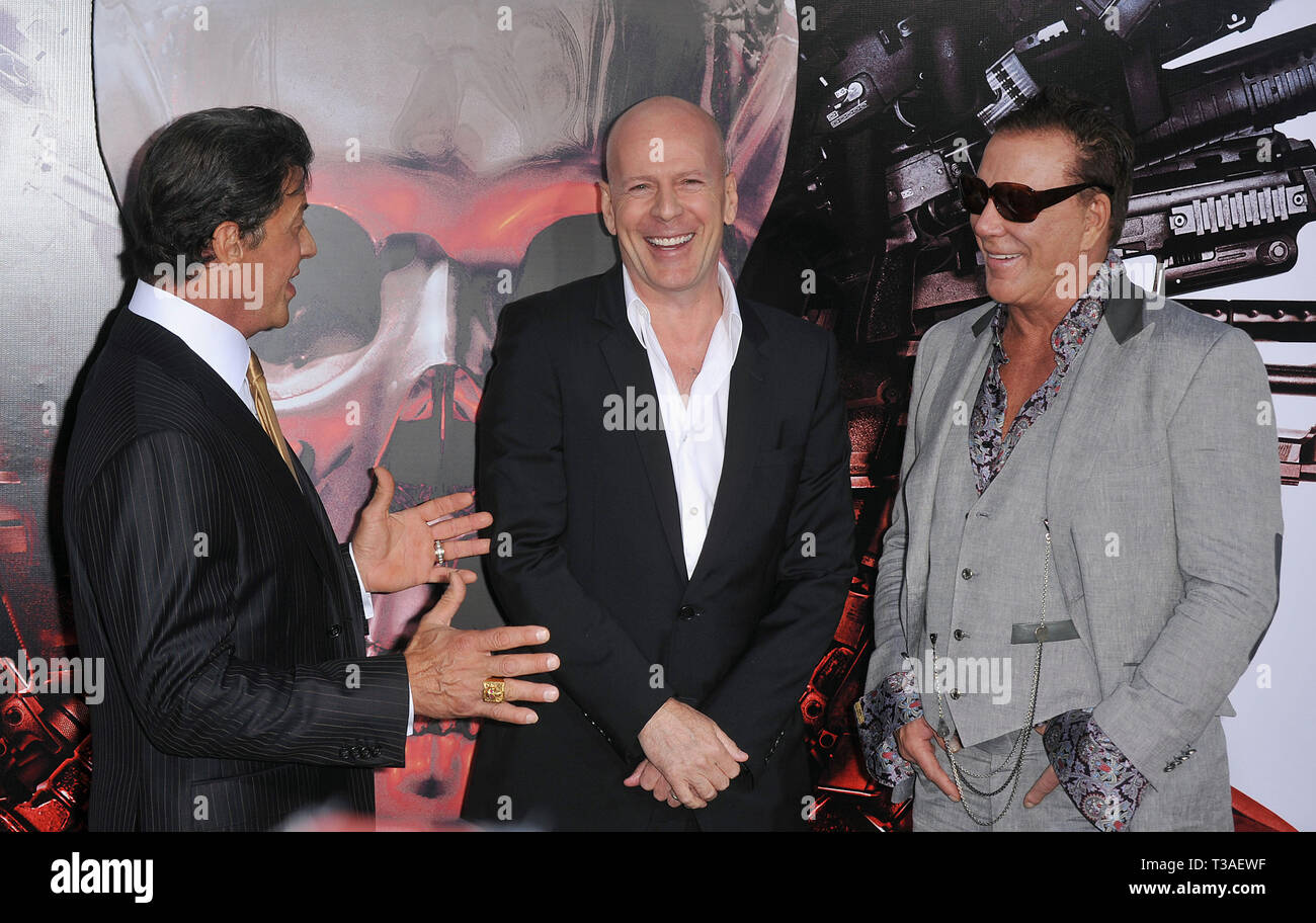 Sylvester Stallone, Bruce Willis and Mickey Rourke The Expendable ...