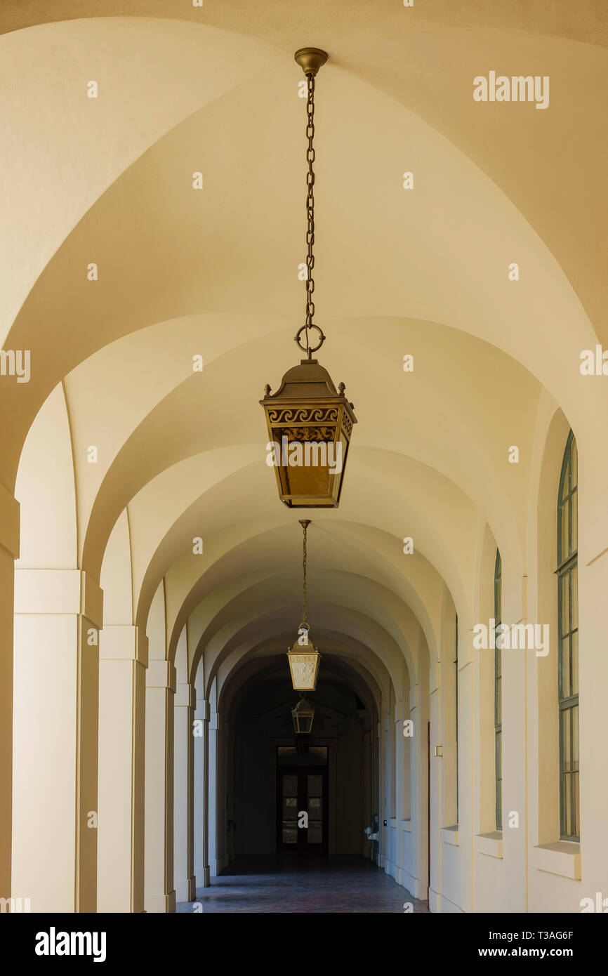 Hallway of The beautiful Pasadena City Hall at Los Angeles, California ...