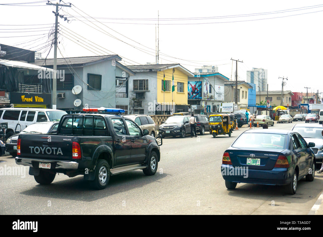 Lagos Nigeria February 15 2019 - A busy afternoon on Bode Thomas Street ...