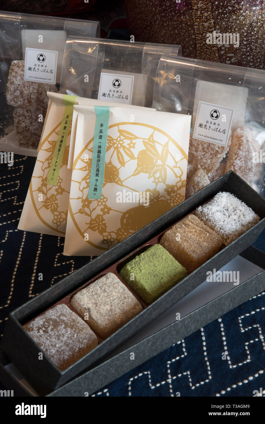 Jahana Kippan selling traditional Okinawan sweets near Kokusai Street ...