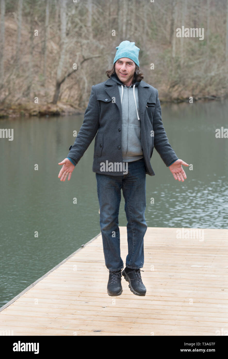Jumping floating dock hi-res stock photography and images - Alamy