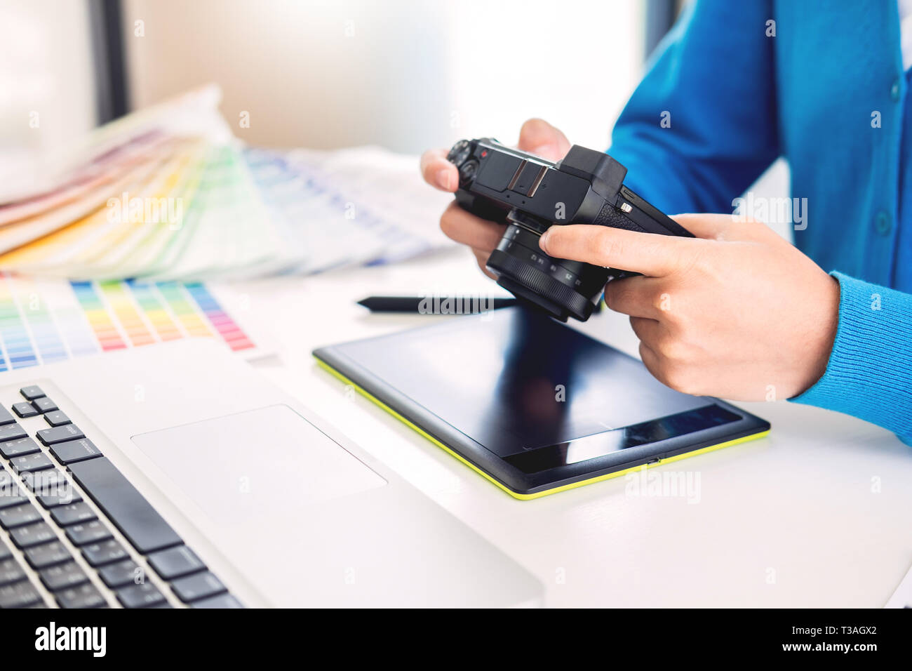 interior design or graphic designer renovation and technology concept ...