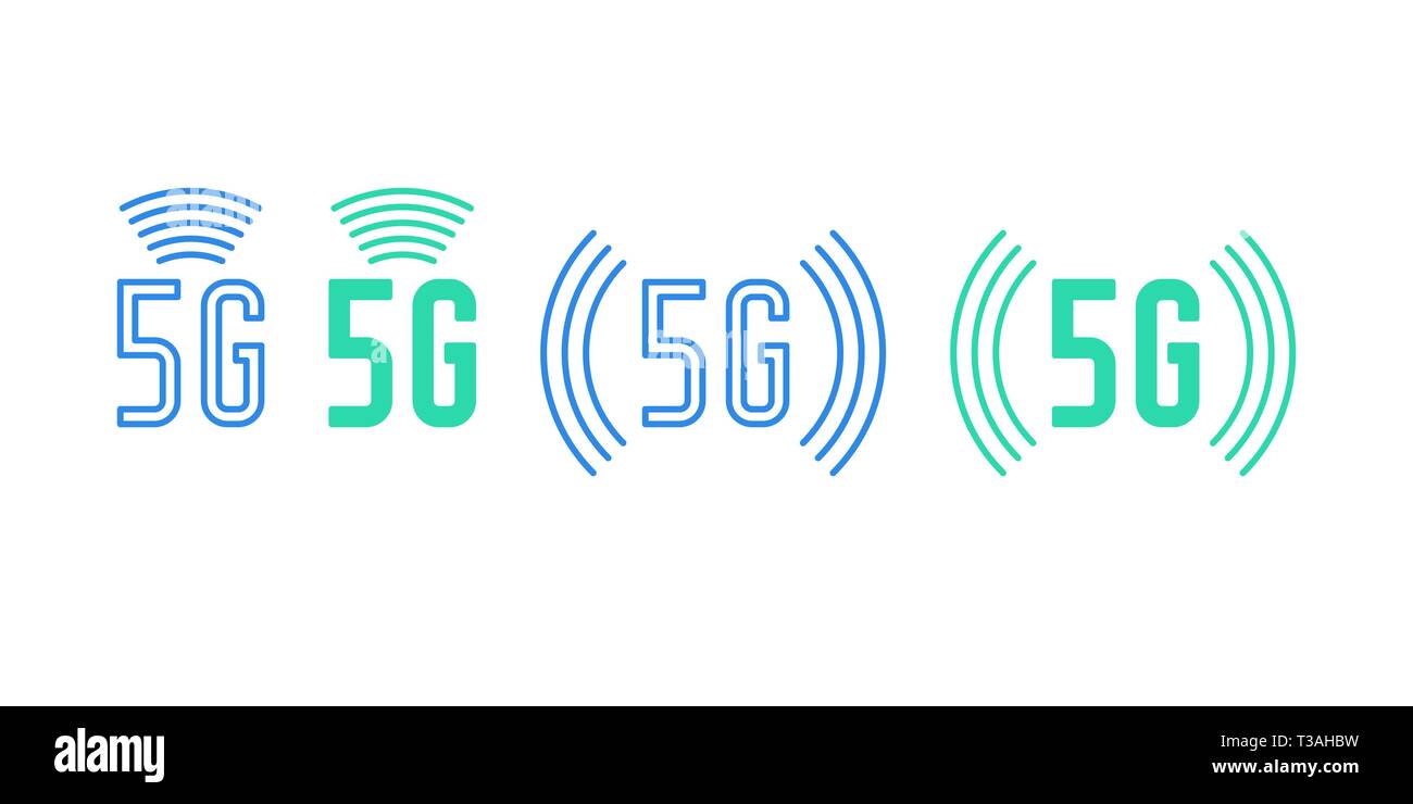 Icon set of 5G network mobile technology. Vector illustration of ...