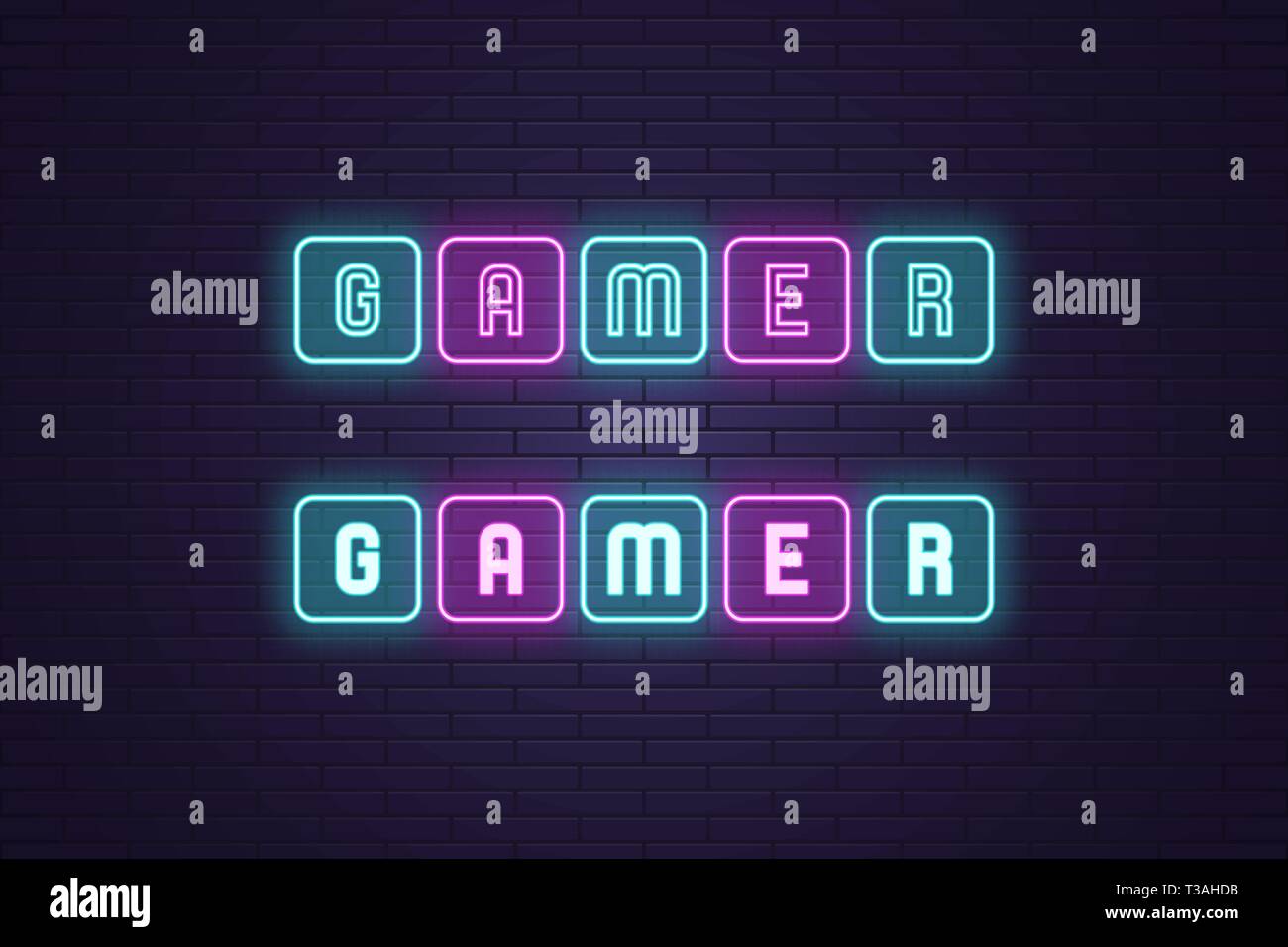 Neon composition of text Gamer. Vector illustration of neon word Gamer ...