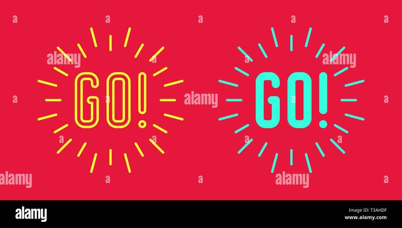 Icon set Slogan of call to action GO. Vector illustration of ...