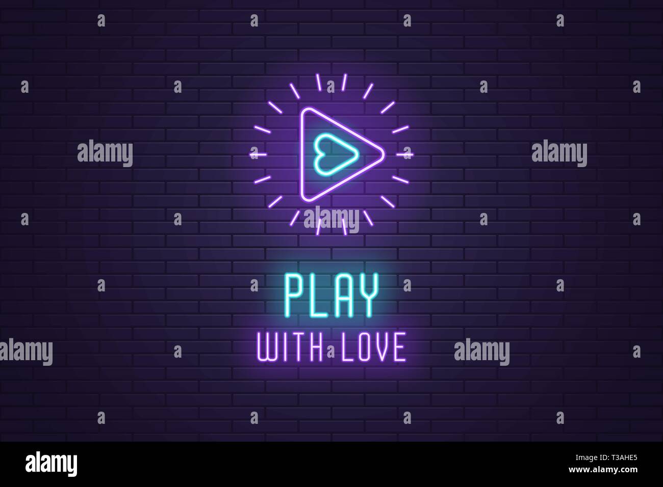 Neon composition of Play button. Vector illustration of round neon Sign ...