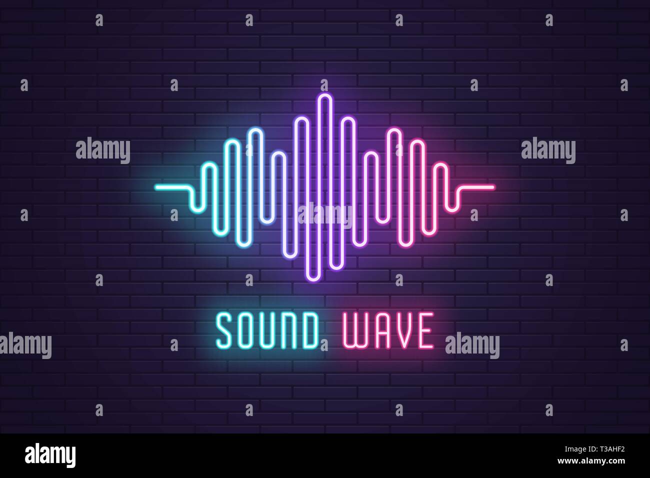 Neon composition of Digital sound wave. Vector abstract illustration of ...